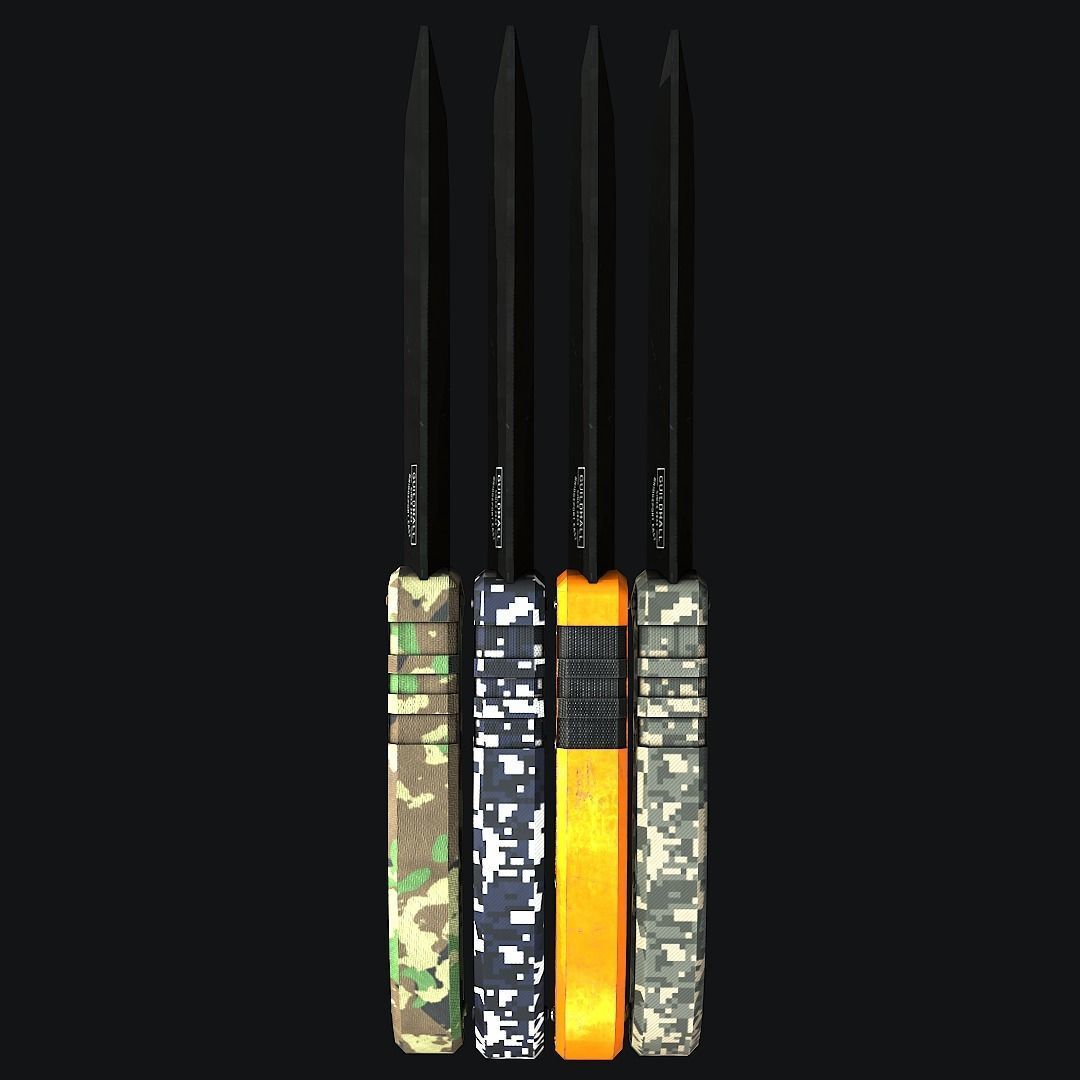 3D model Police Combat knife 4 Texture variation VR / AR / low-poly ...