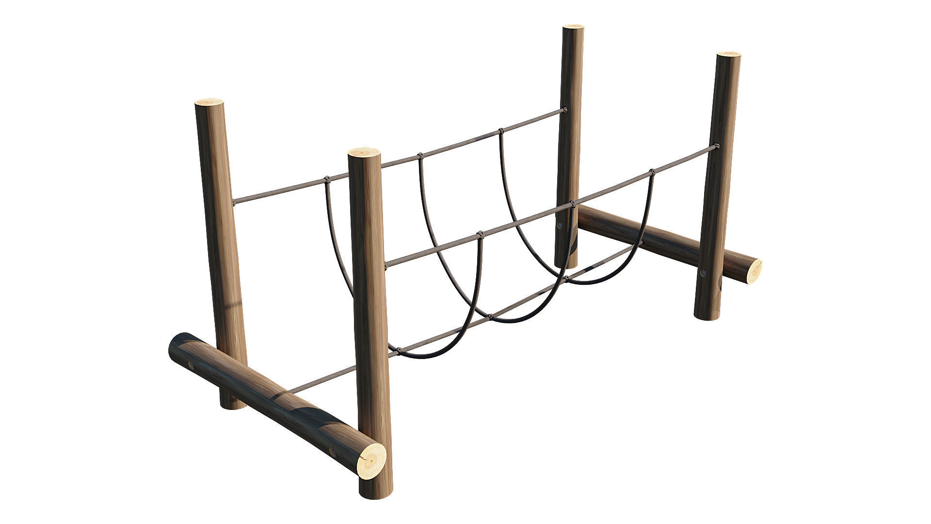 Playground Wooden Log Balance Beam 3D model | CGTrader