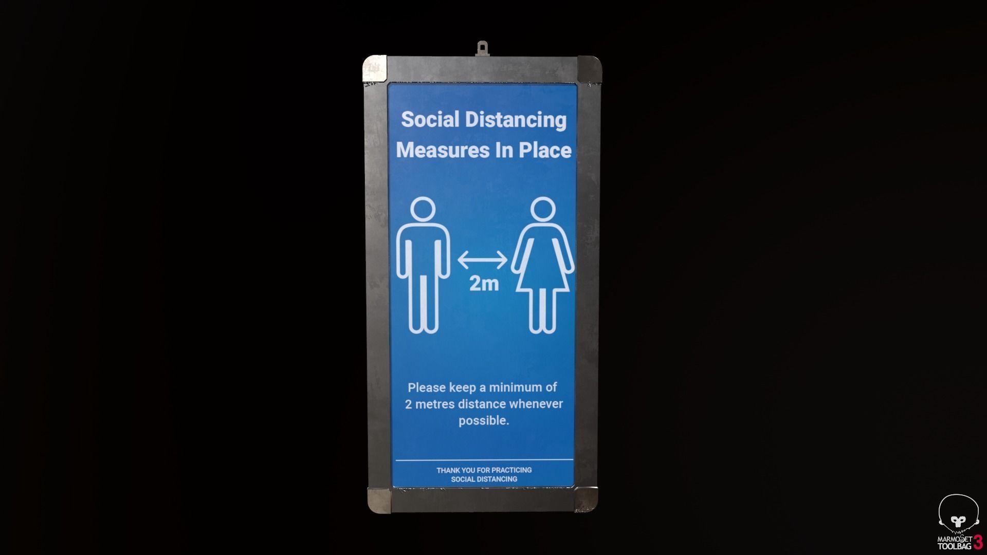 3D model Social Distance Signboard - Keep Distance VR / AR / low-poly ...