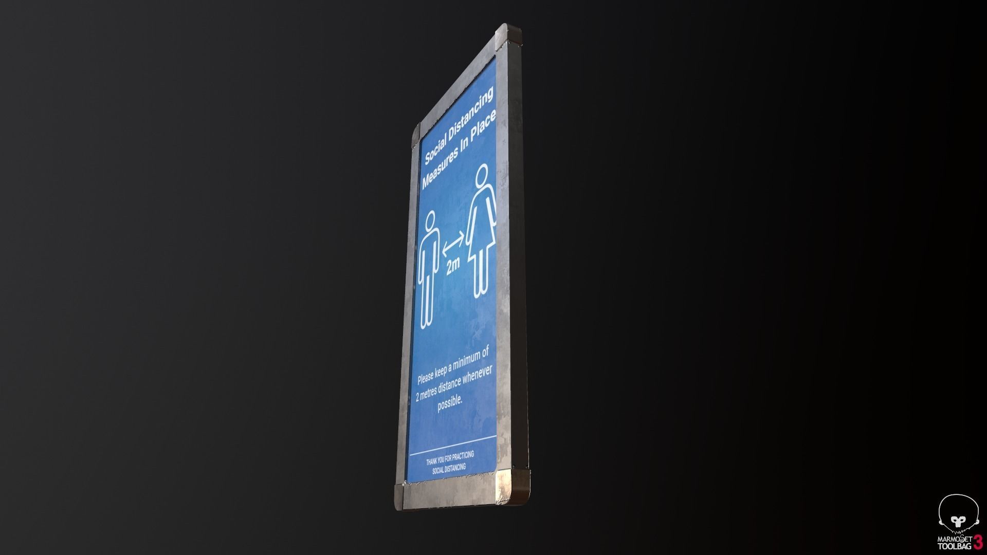 3D model Social Distance Signboard - Keep Distance VR / AR / low-poly ...
