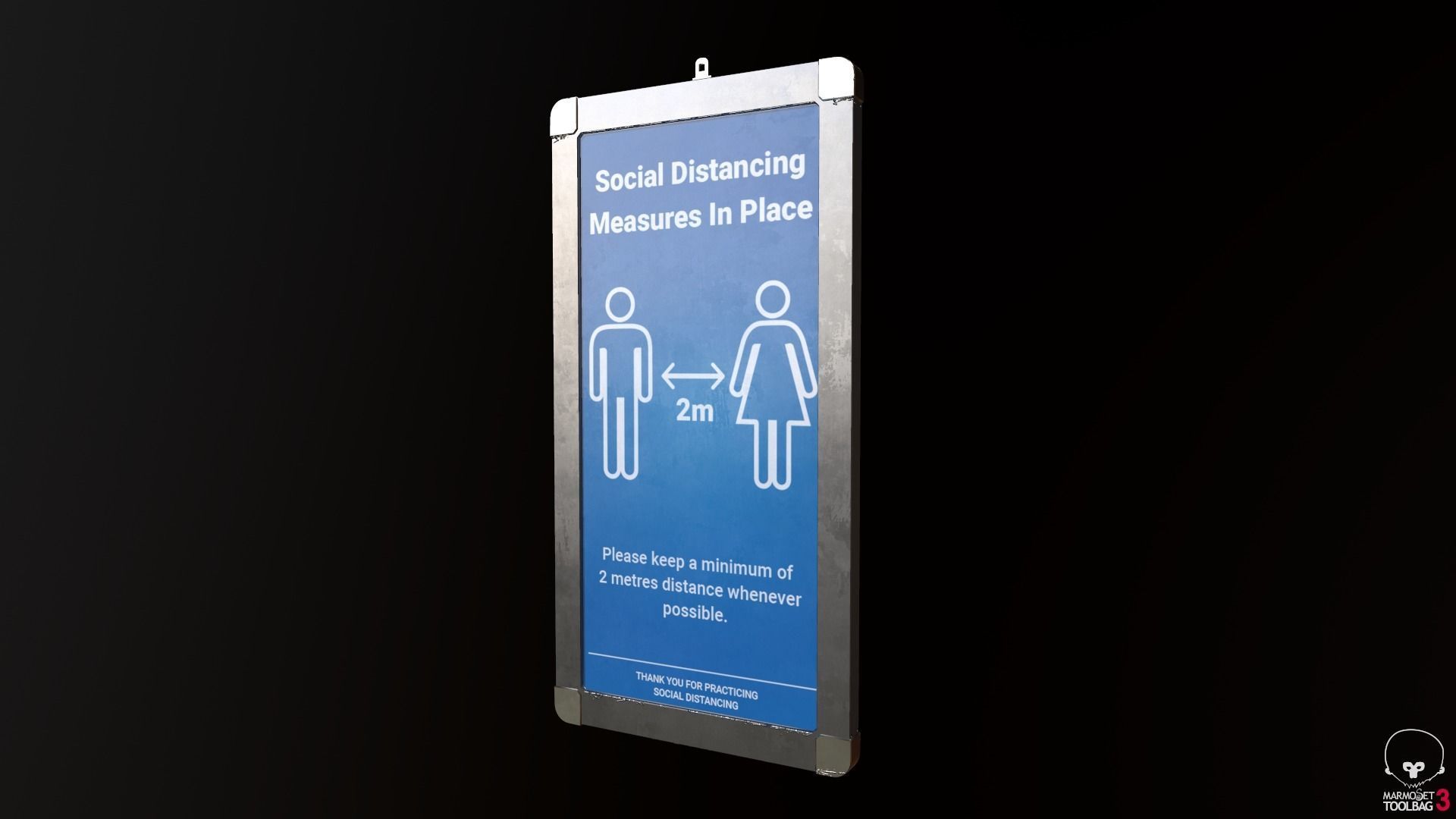 3D model Social Distance Signboard - Keep Distance VR / AR / low-poly ...