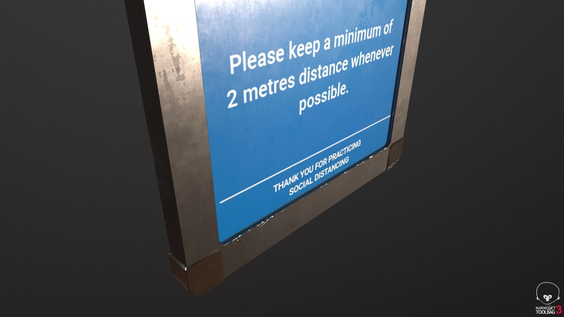 3D model Social Distance Signboard - Keep Distance VR / AR / low-poly ...