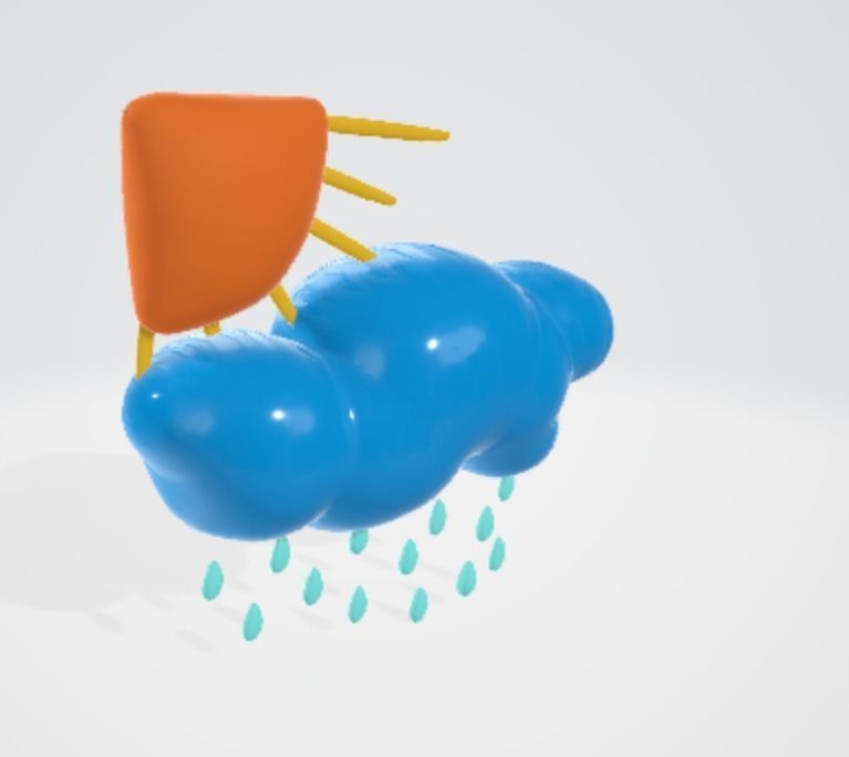 Sun Cloud with Rain 3D model | CGTrader