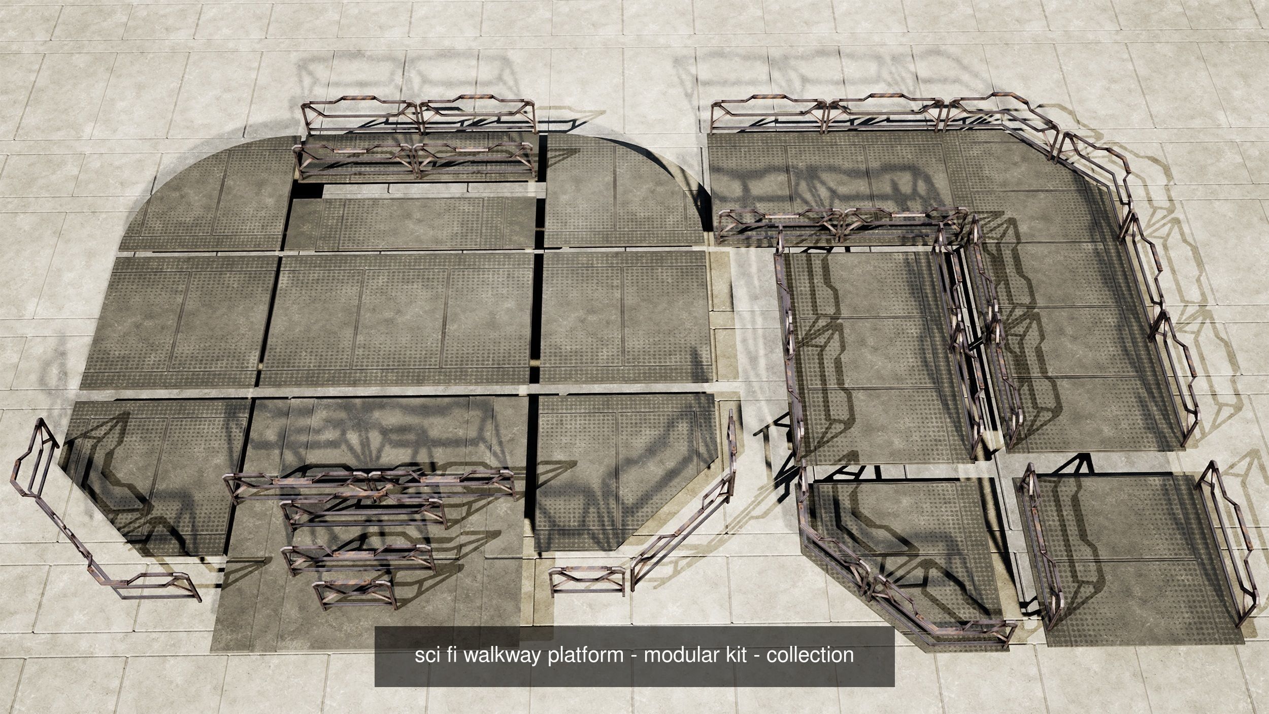 3D Model Collection sci fi Modular architectural design - low-poly ...