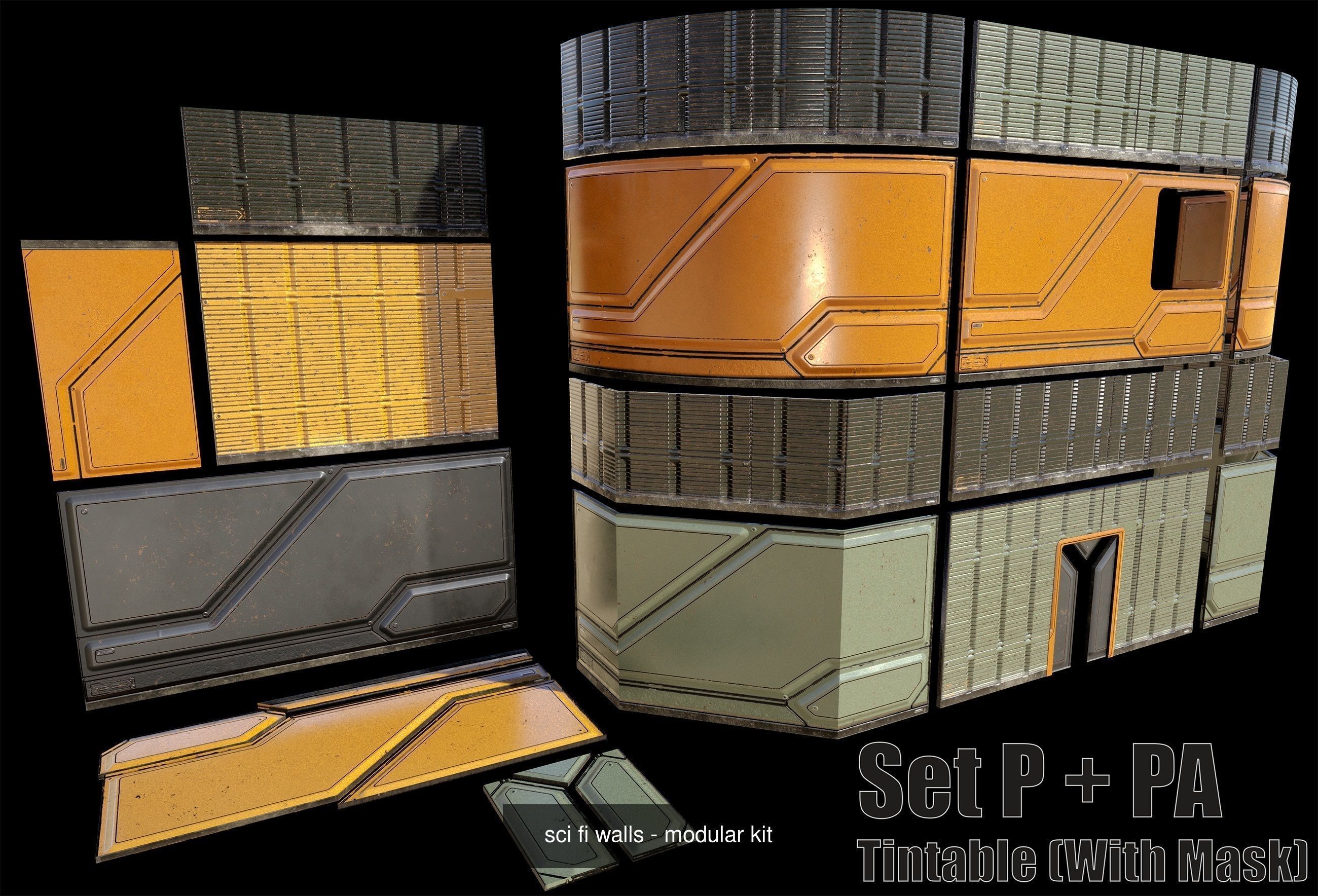 3D Model Collection sci fi Modular architectural design - low-poly ...
