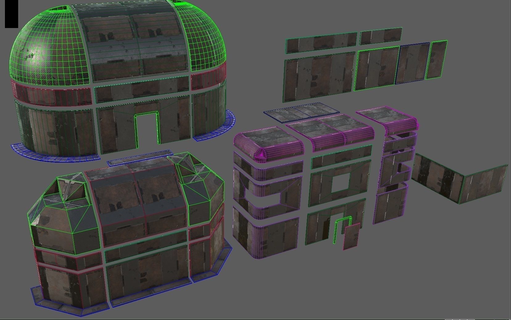 3D Model Collection sci fi Modular architectural design - low-poly ...