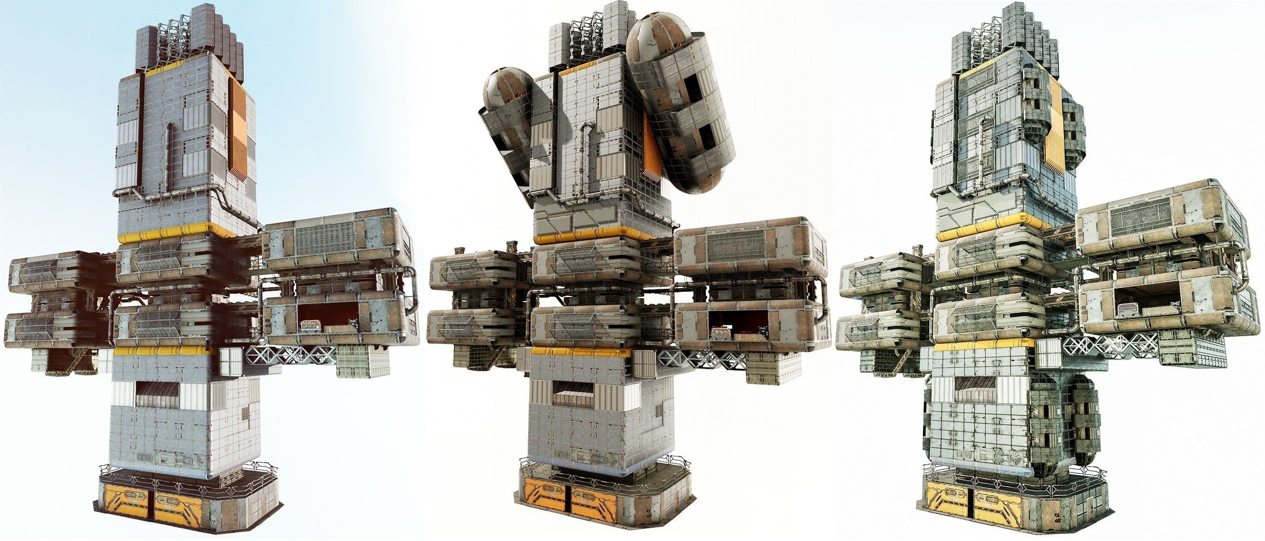 3D Model Collection sci fi Modular architectural design - low-poly ...