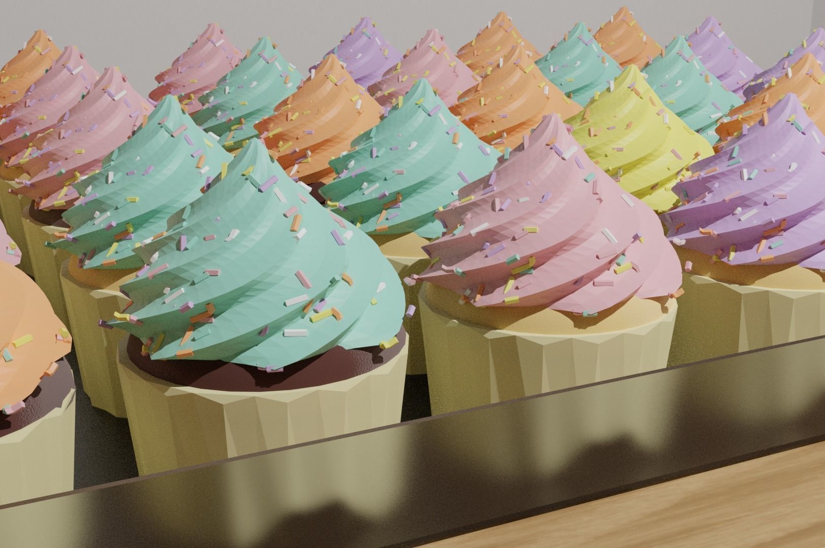 Box of 60 Assorted Cupcakes free 3D model | CGTrader