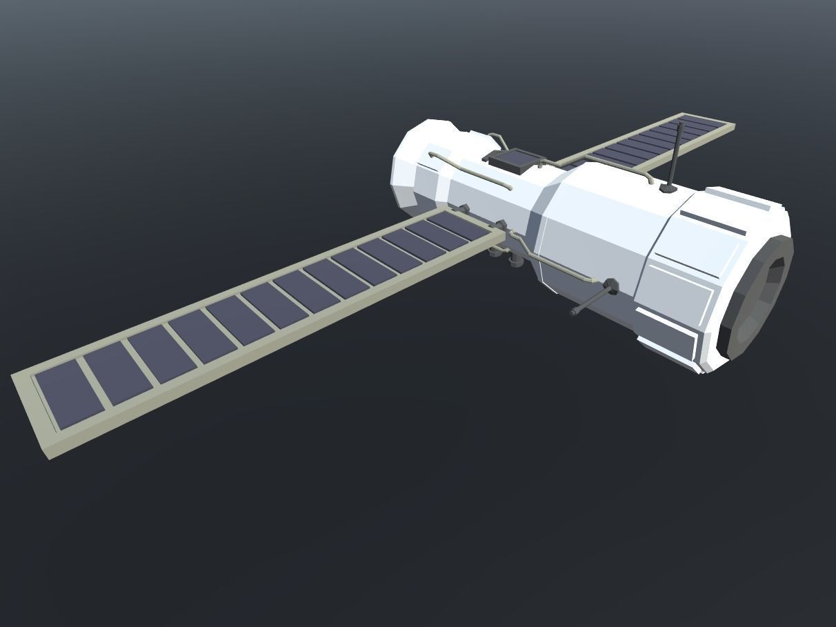 3D model Satellite Lowpoly space station with solar panels VR / AR ...