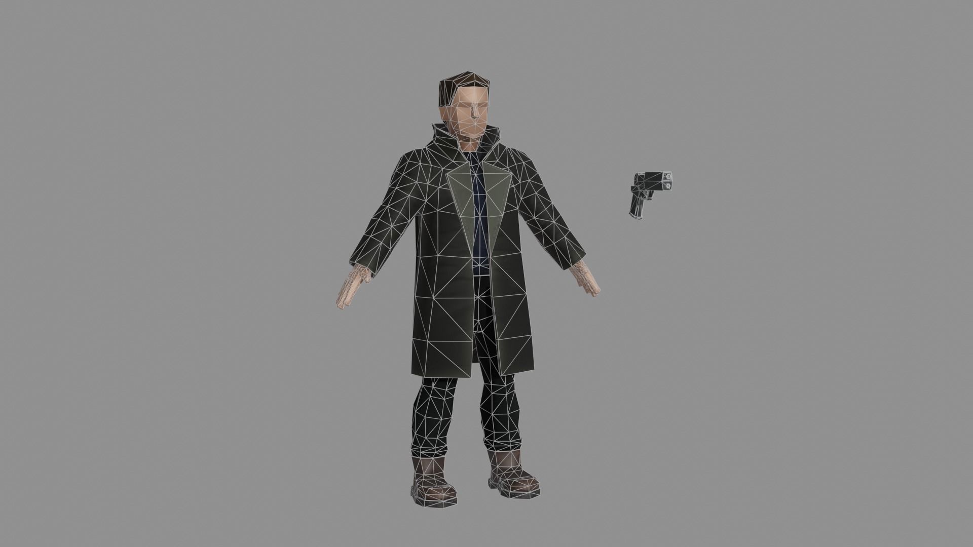 Detective LowPoly man holding gun free VR / AR / low-poly 3D model ...