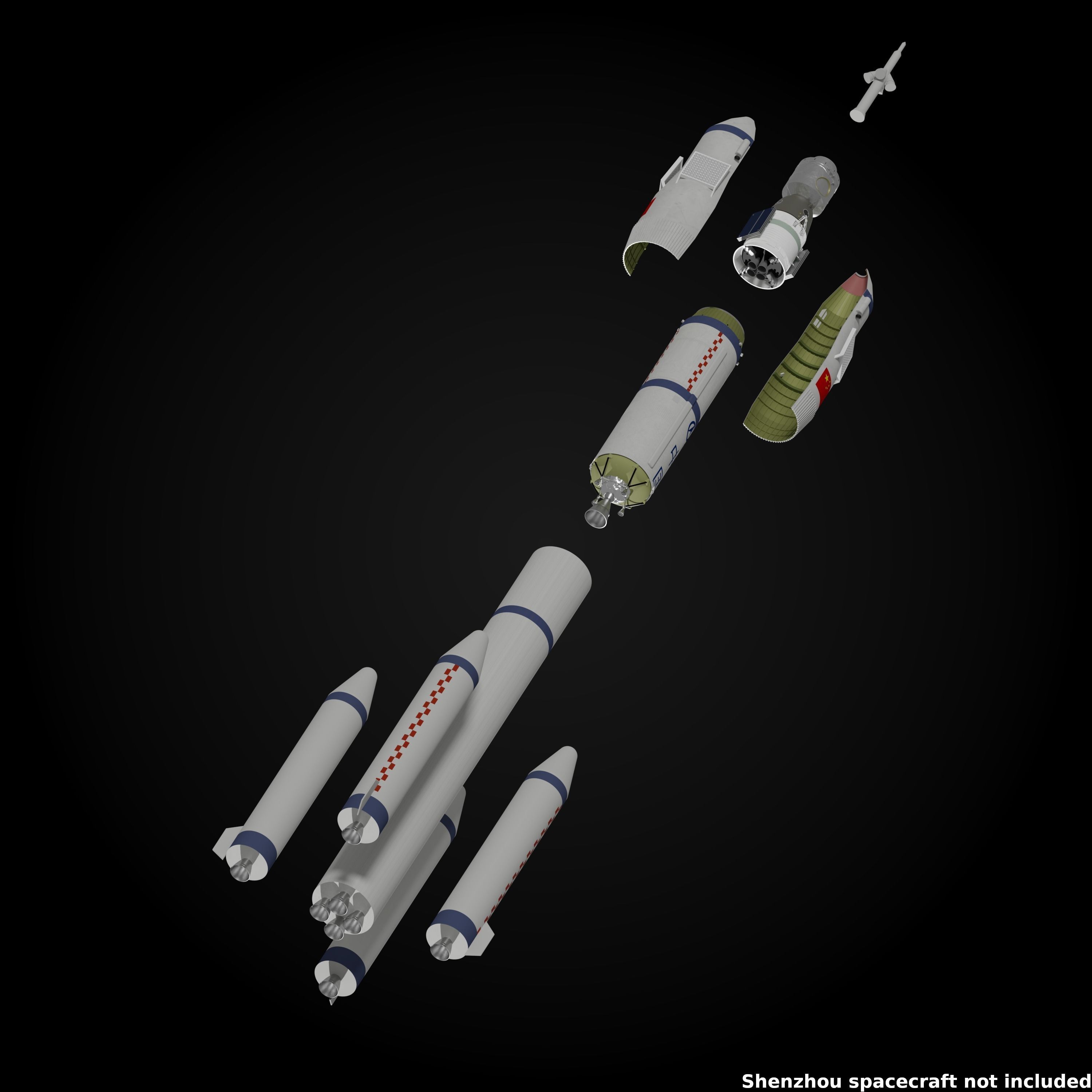 Long March 2F Rocket 3D model | CGTrader