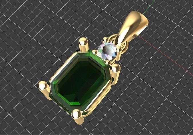 emerald pendant free 3D model | CGTrader