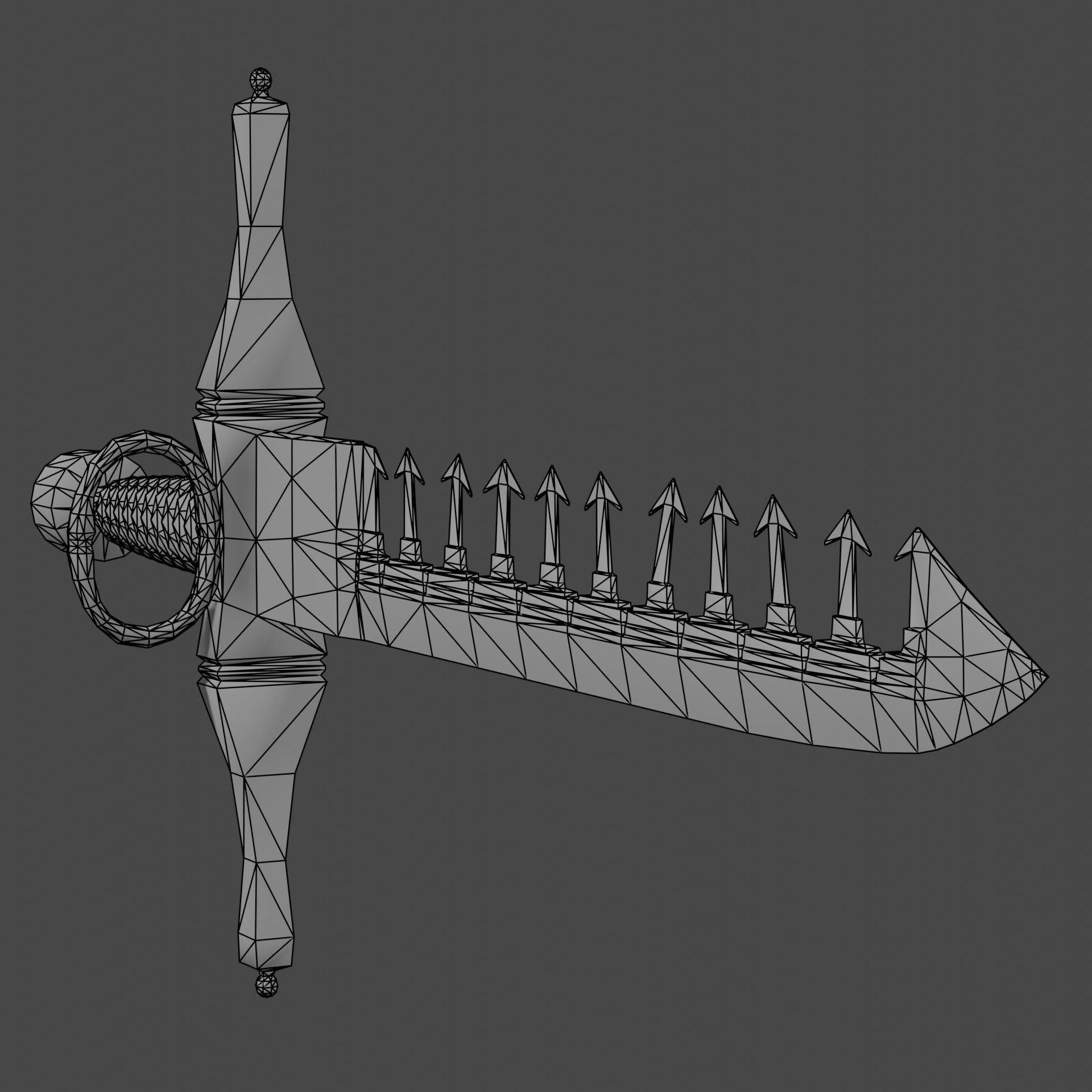 3D model Optimised realistic medieval weapon swordbreaker VR / AR / low ...