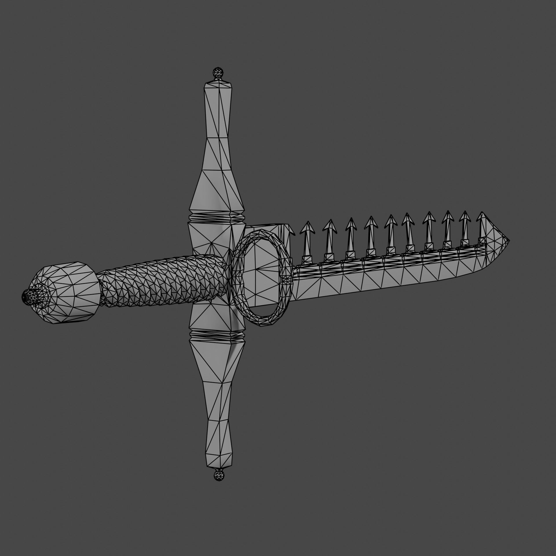 3D model Optimised realistic medieval weapon swordbreaker VR / AR / low ...