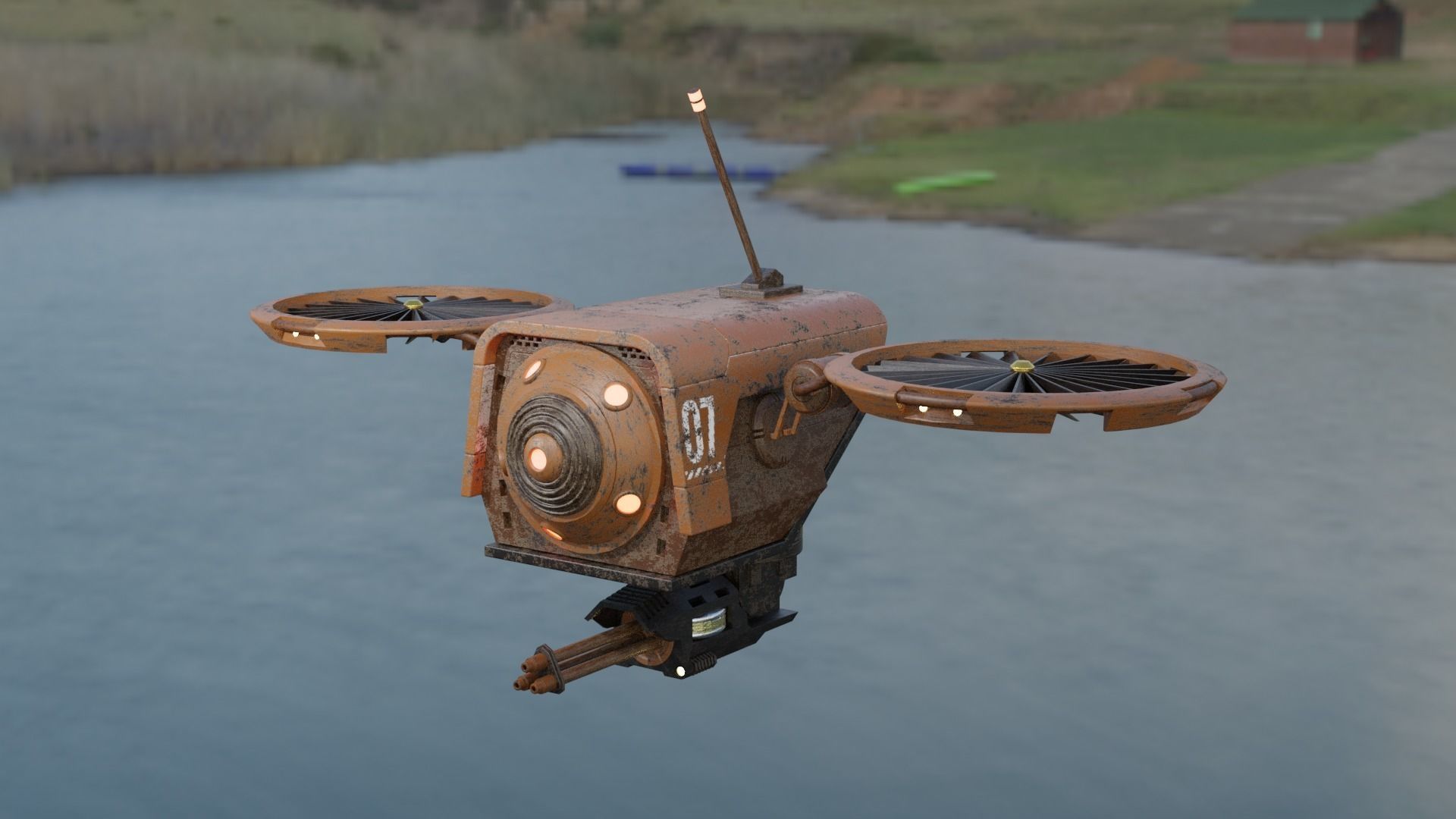 3D model Sci-fi rust drone VR / AR / low-poly | CGTrader