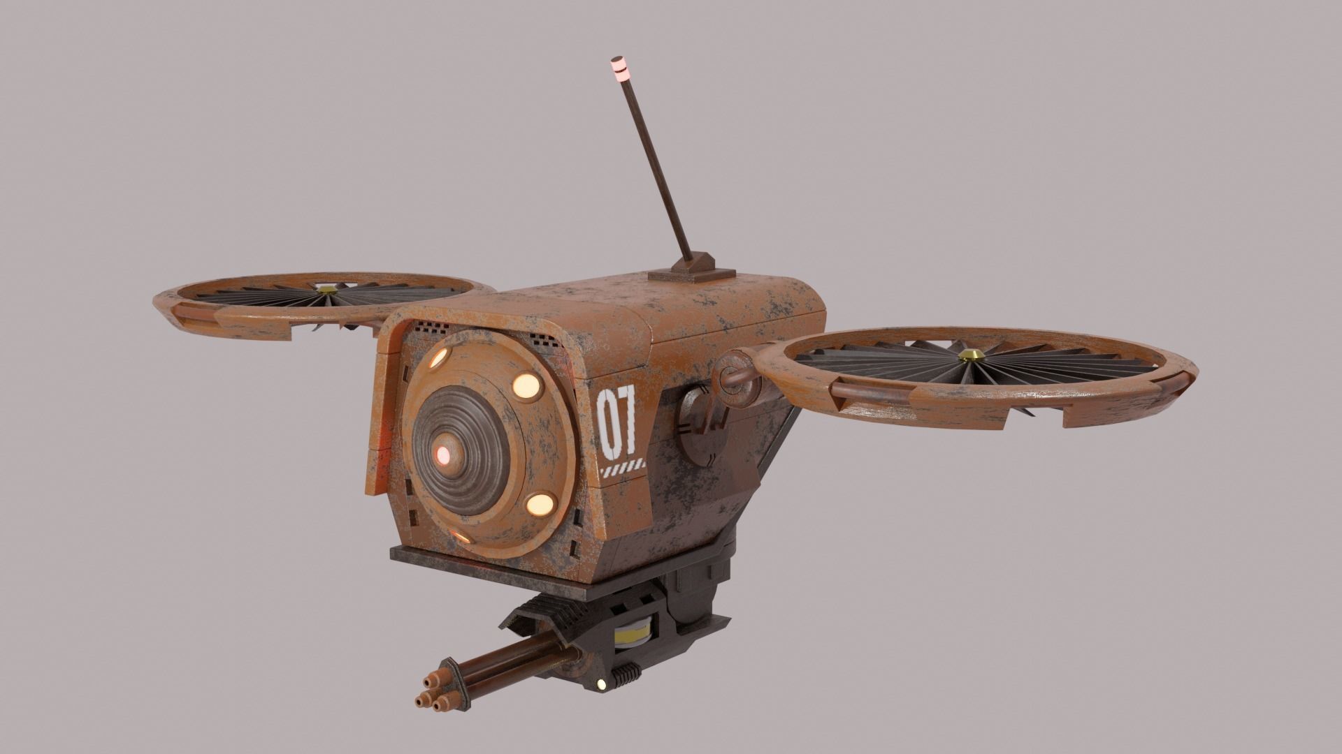3D model Sci-fi rust drone VR / AR / low-poly | CGTrader