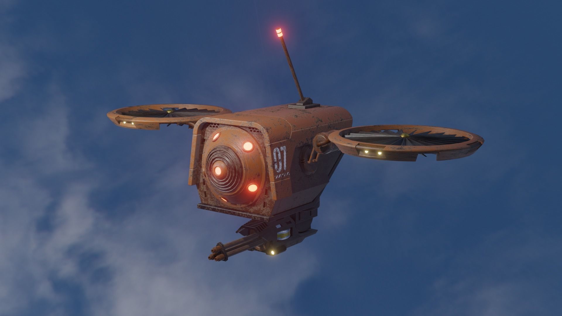 3D model Sci-fi rust drone VR / AR / low-poly | CGTrader