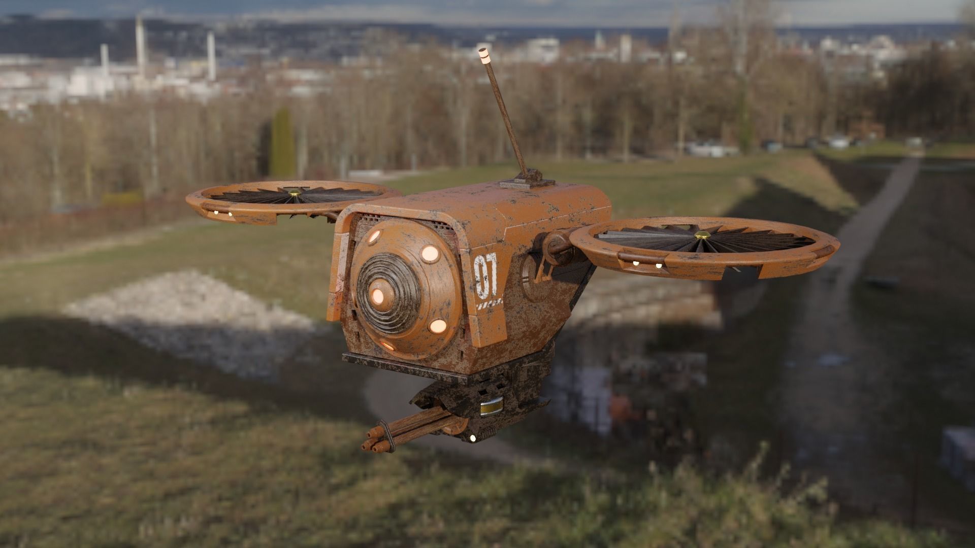 3D model Sci-fi rust drone VR / AR / low-poly | CGTrader