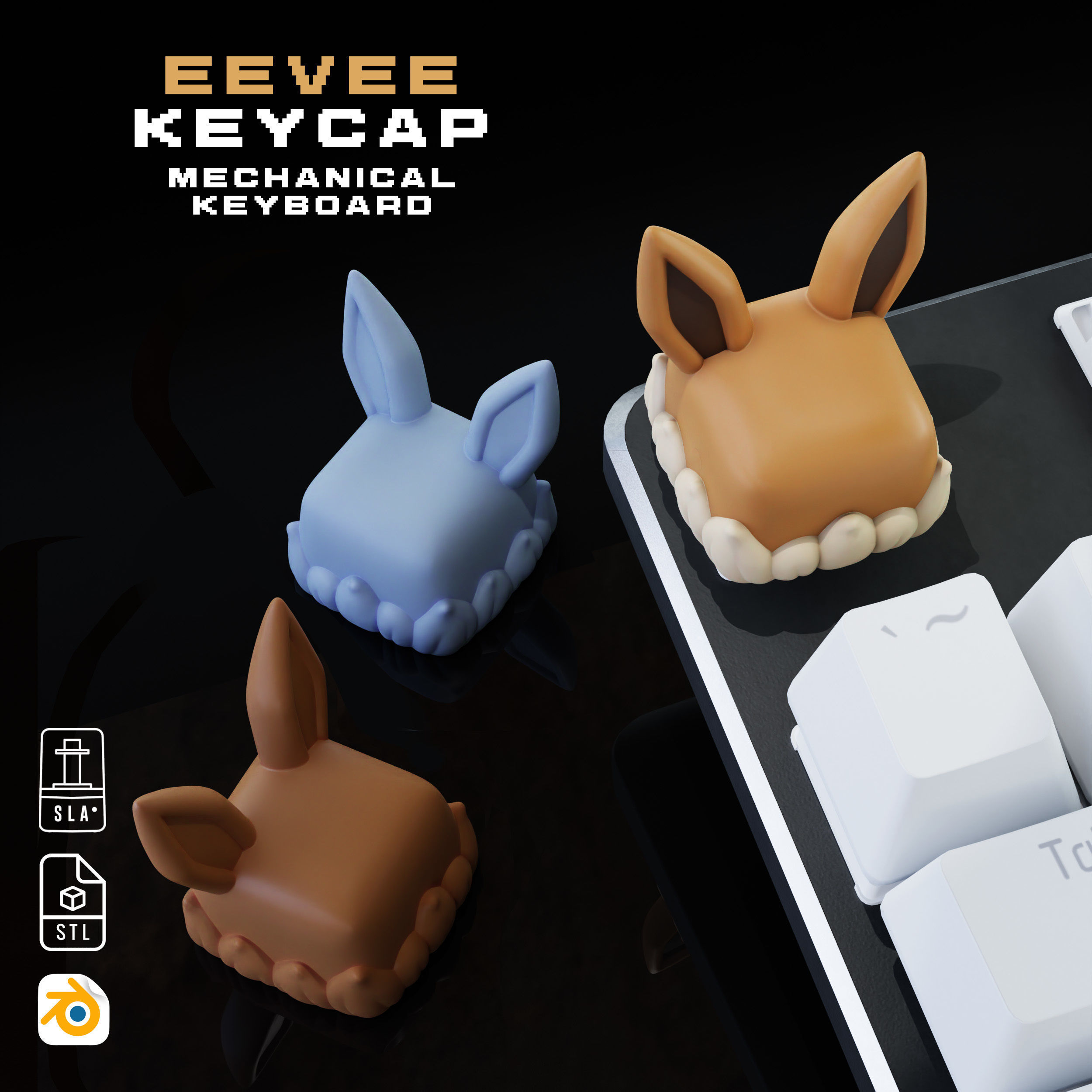 Eevee Pokemon - Keycap 3D mechanical keyboard - Eeveelutions 3D model ...