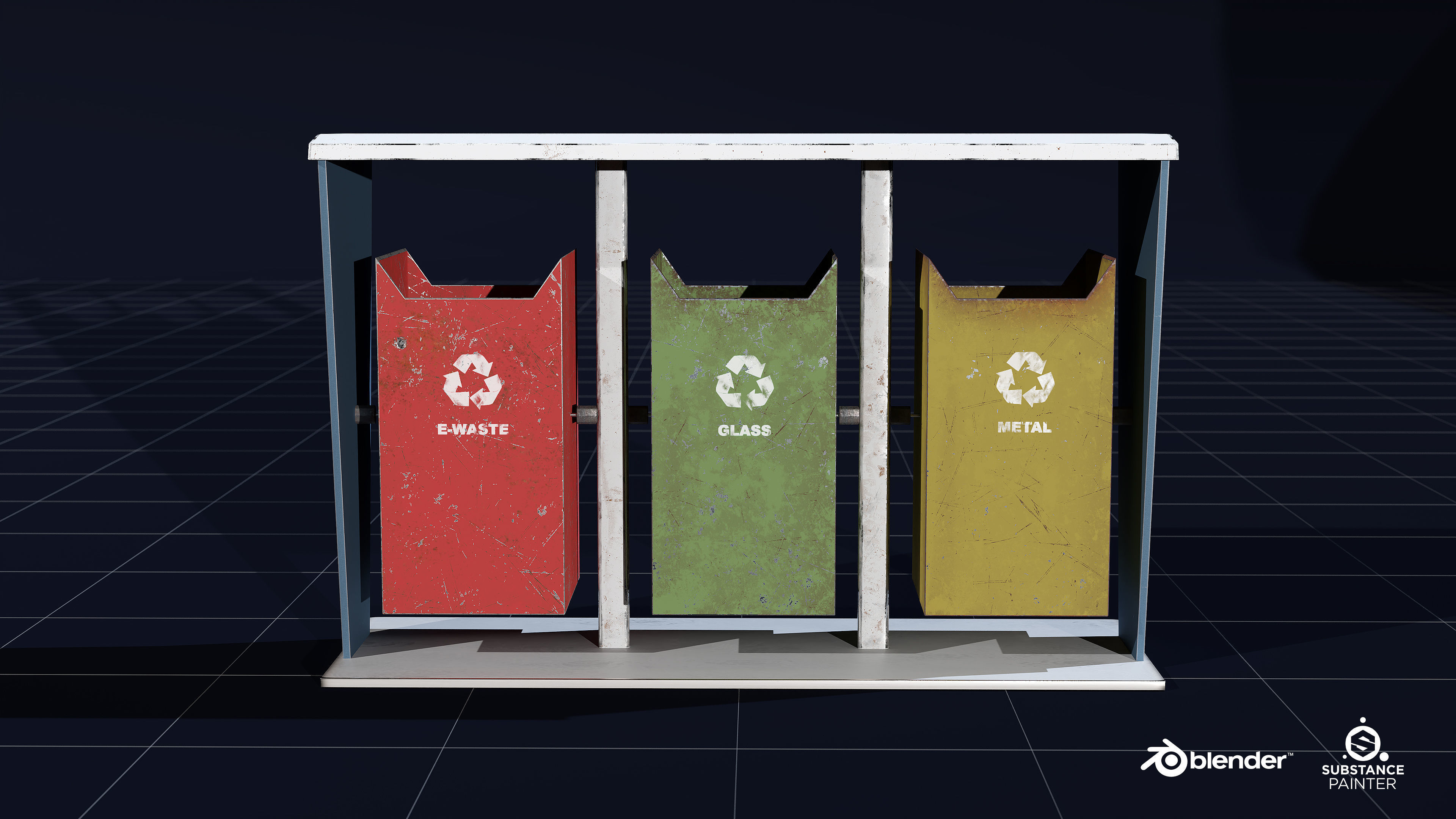 Stylized metallic junk box 3D model | CGTrader