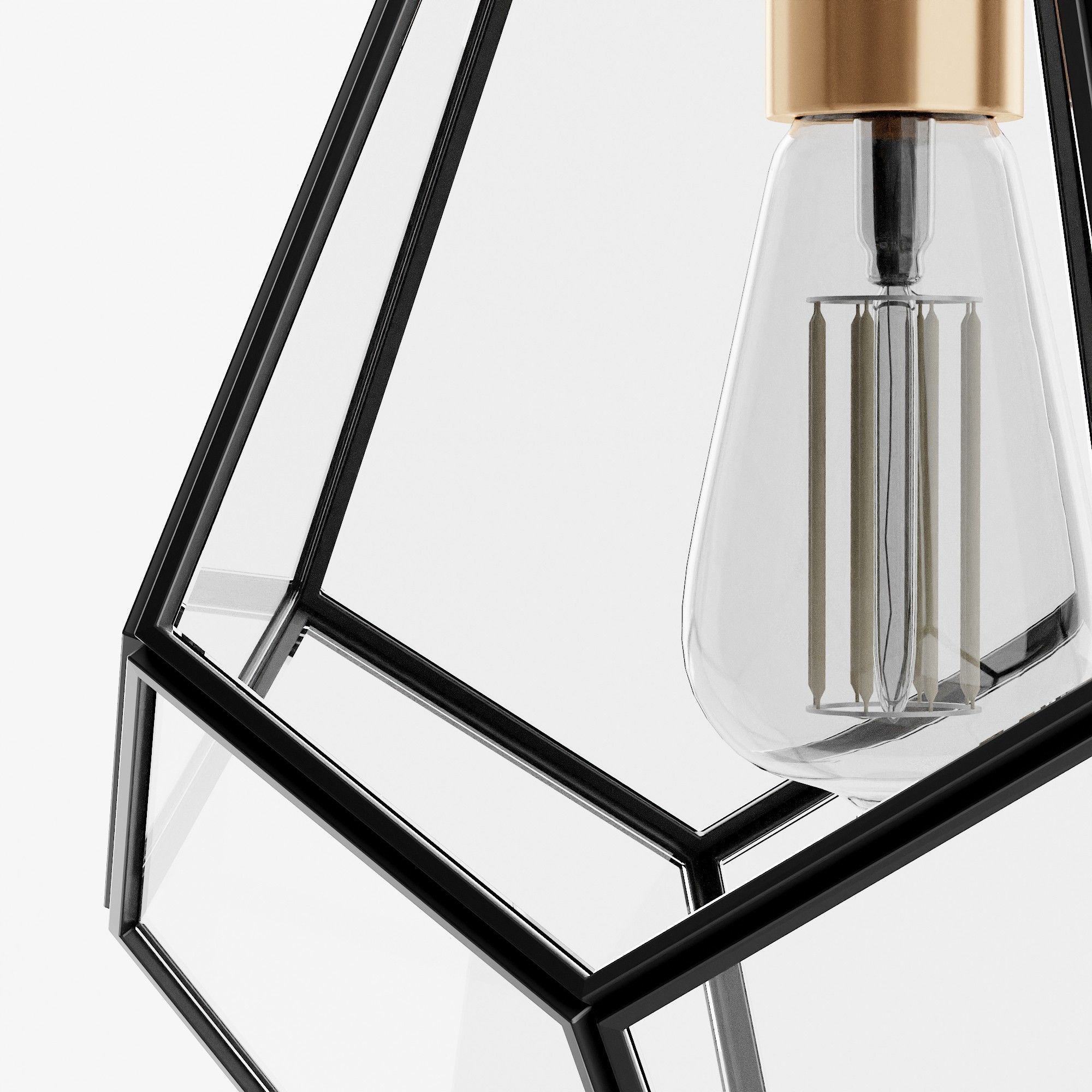 Gemma Glass Pane Pyramid Pendant Light 3D model | CGTrader