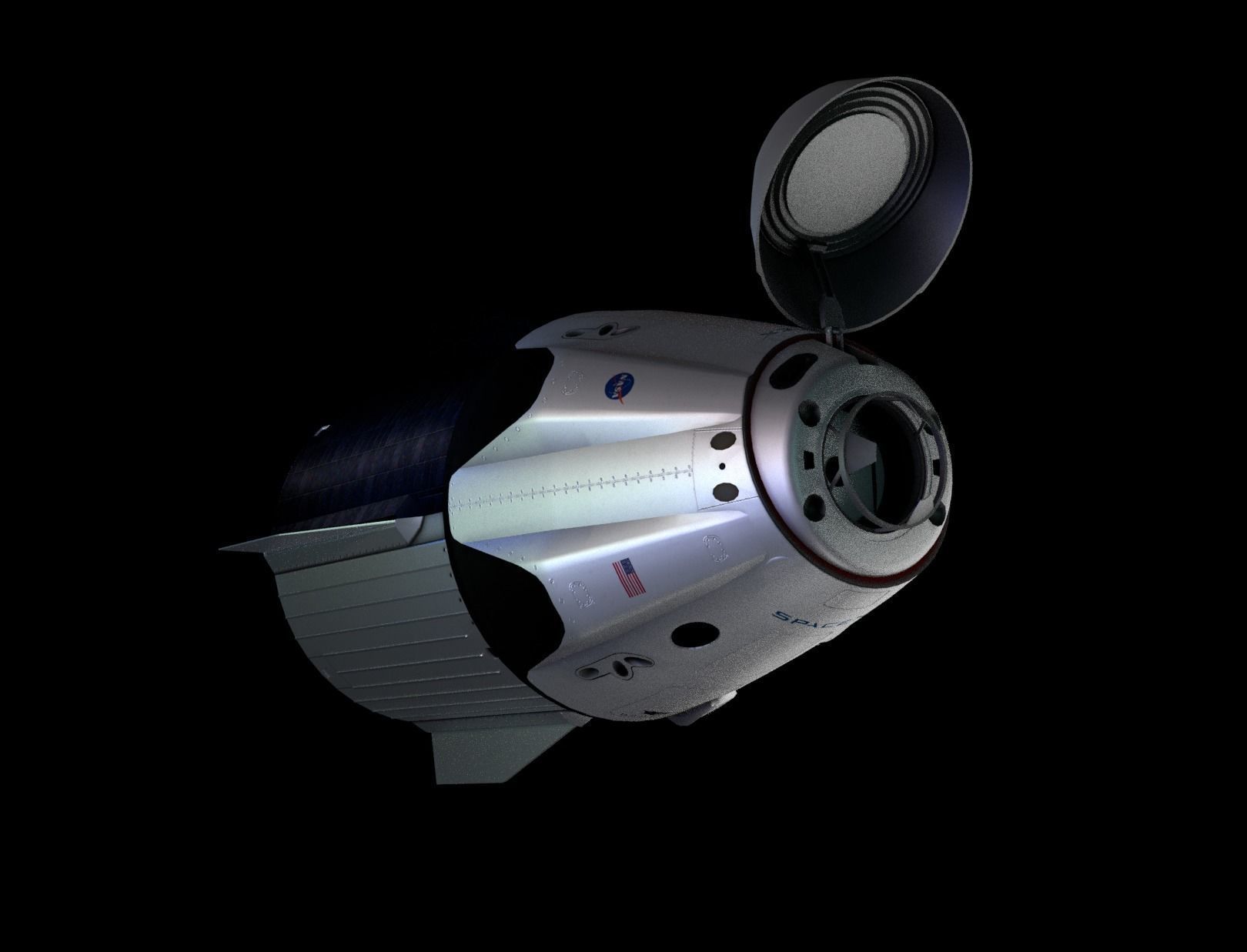SpaceX Crew Dragon Spacecraft 3D model rigged | CGTrader