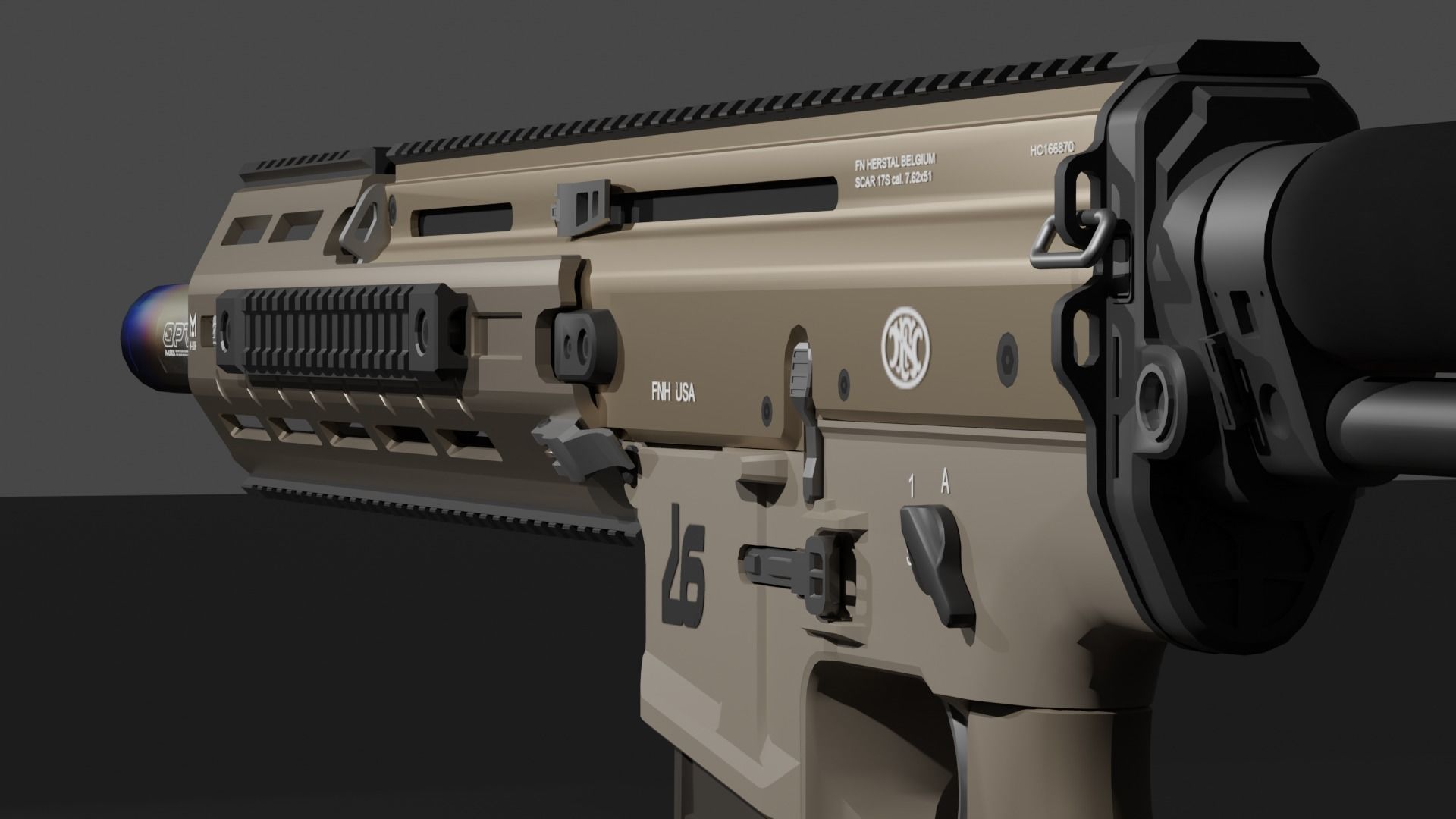 Custom FN SCAR-H Mk17 3D model | CGTrader