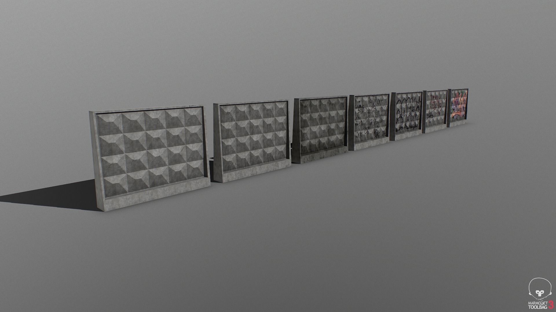 3D model Soviet Russian Concrete Fence Pack VR / AR / low-poly | CGTrader