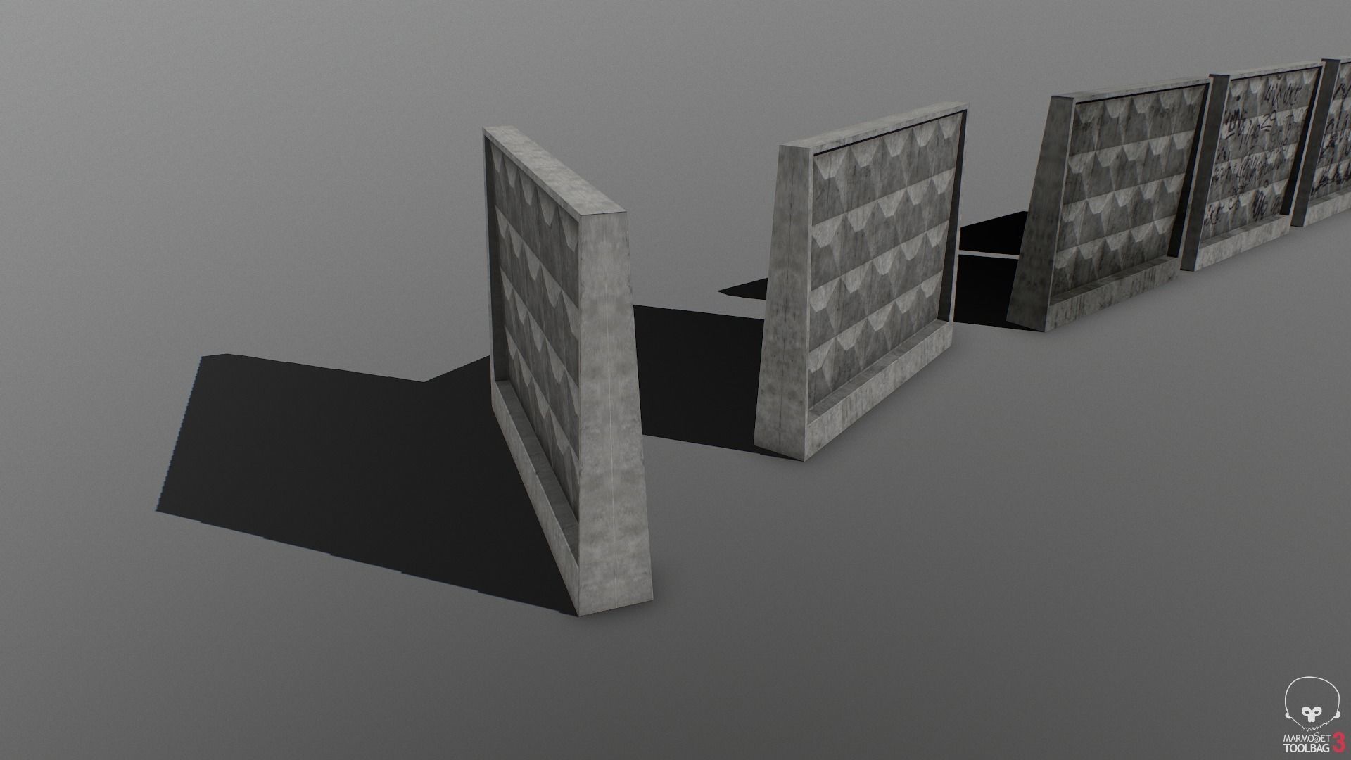 3D model Soviet Russian Concrete Fence Pack VR / AR / low-poly | CGTrader