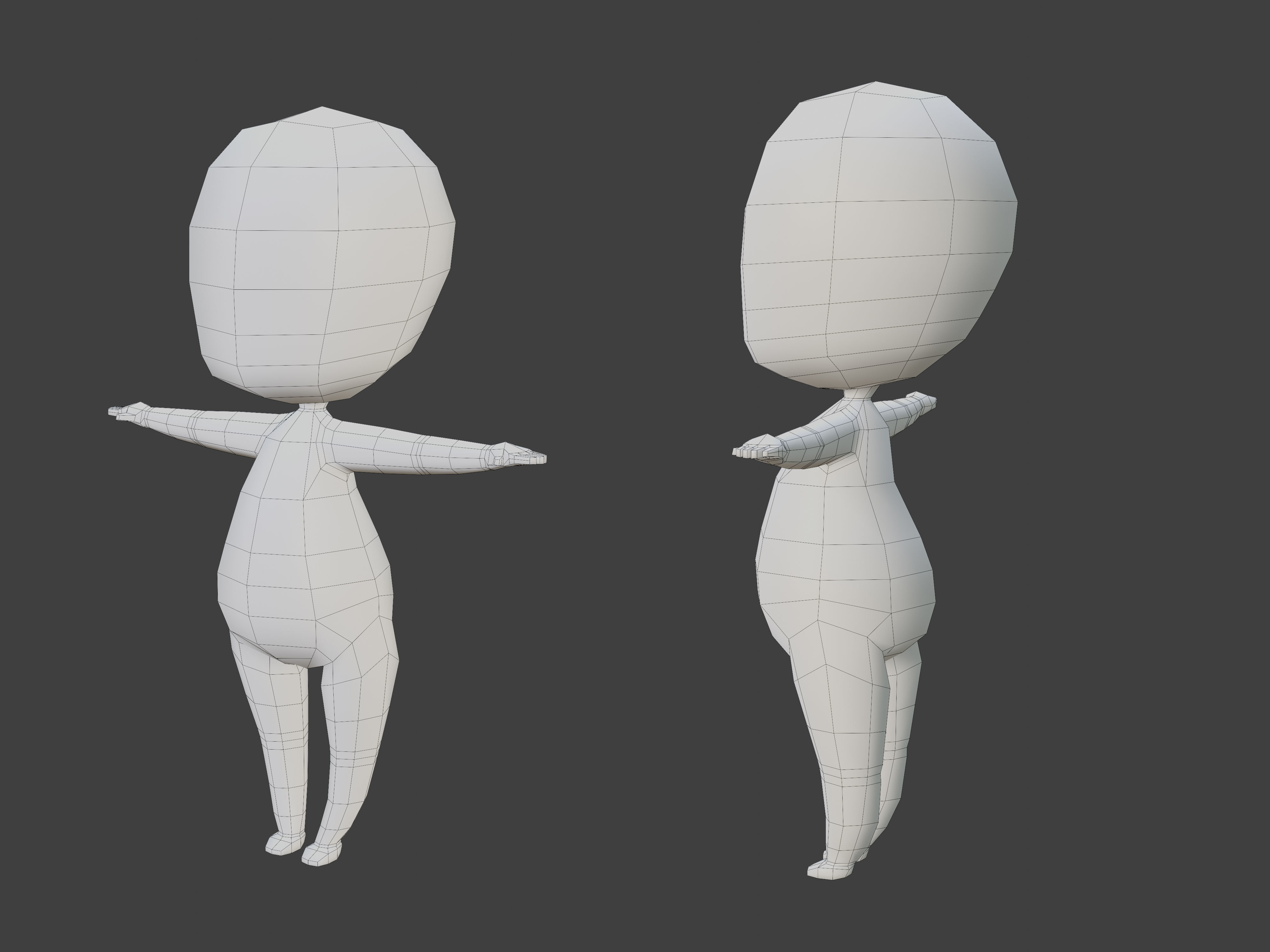 3d Low poly Cute Chibi Base Mesh Body Model free VR / AR / low-poly 3D ...