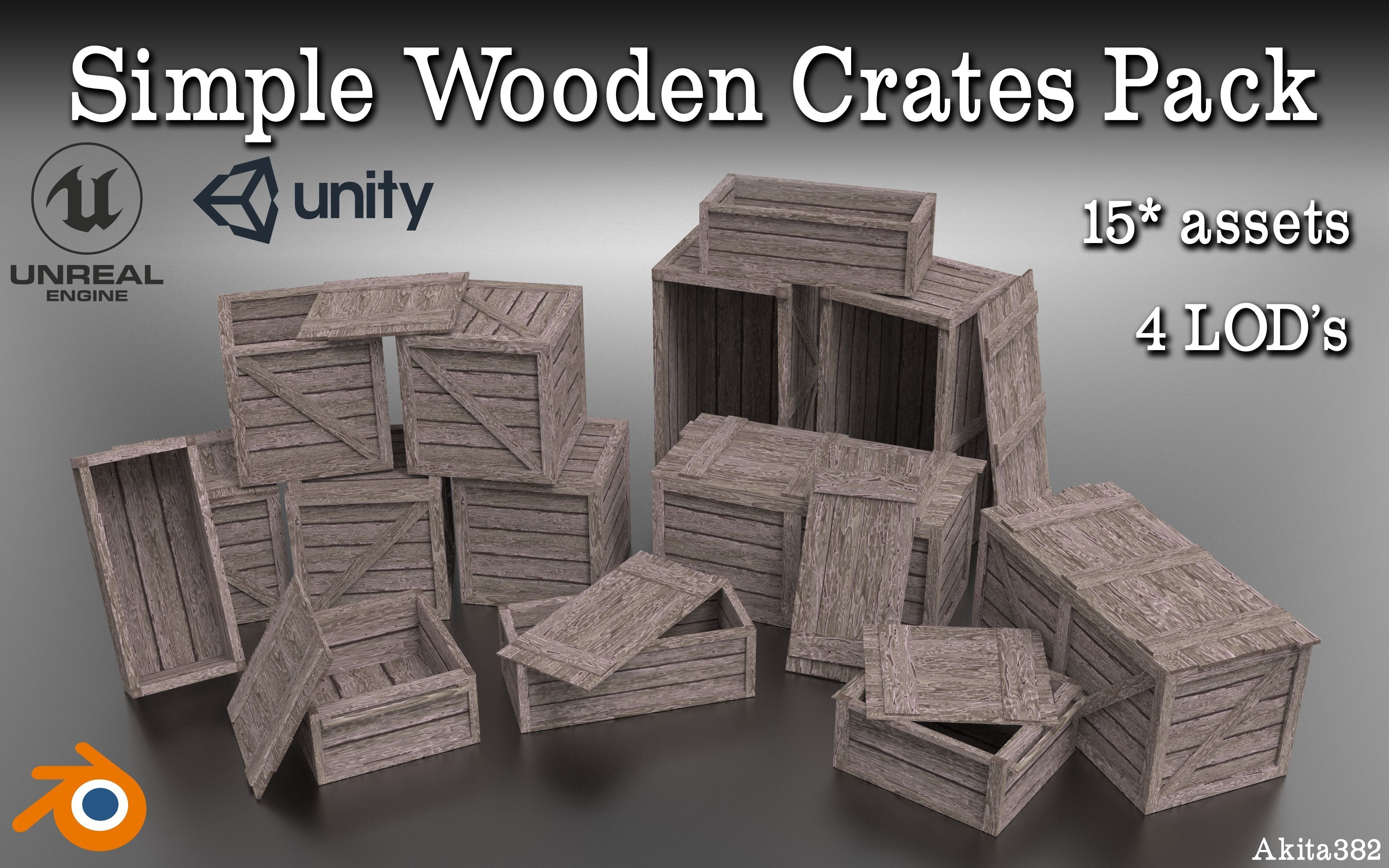 3D model Simple Wooden Crates Pack VR / AR / low-poly | CGTrader
