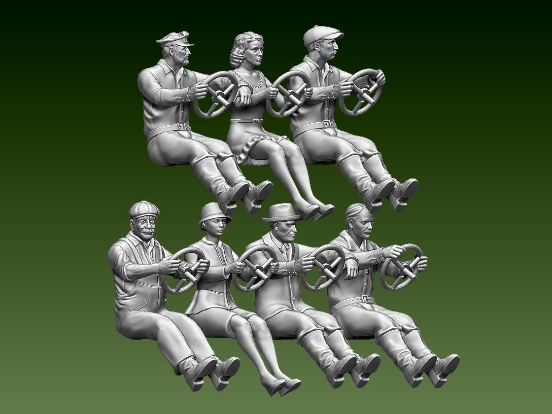 drivers group of figurines on steering wheel 3D model 3D printable ...