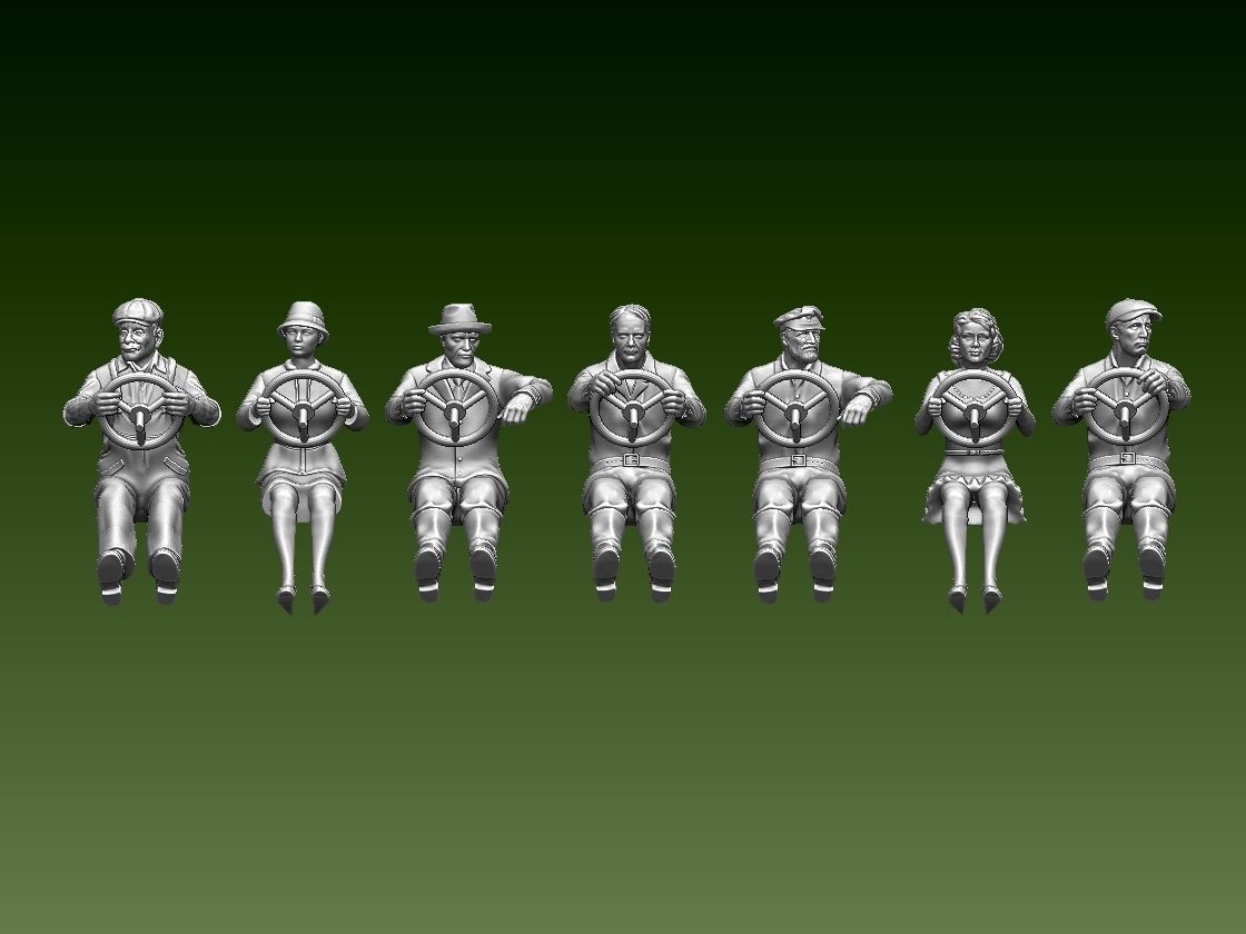 drivers group of figurines on steering wheel 3D model 3D printable ...