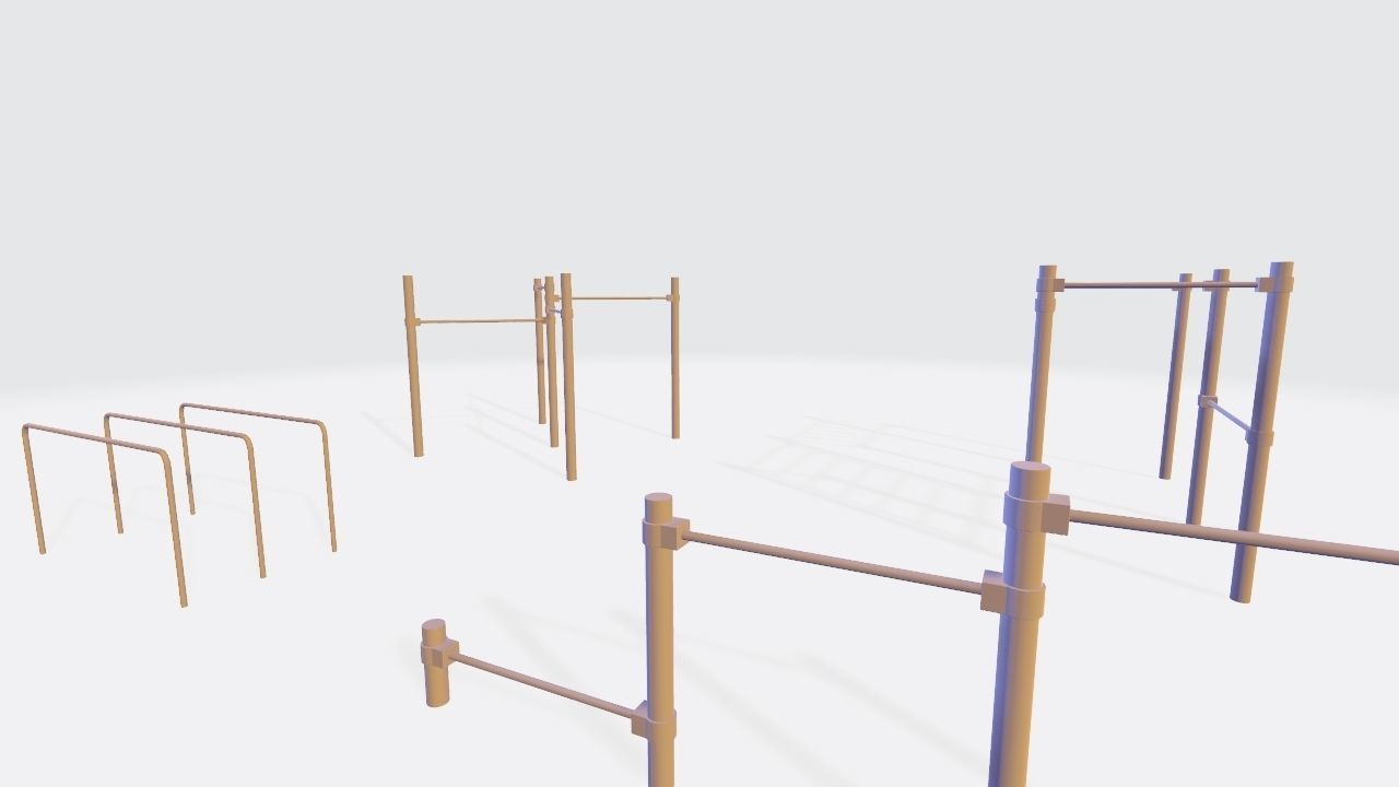 Calisthenics Station 3 Outdoor Fitness Equipment Street Workout 3D ...