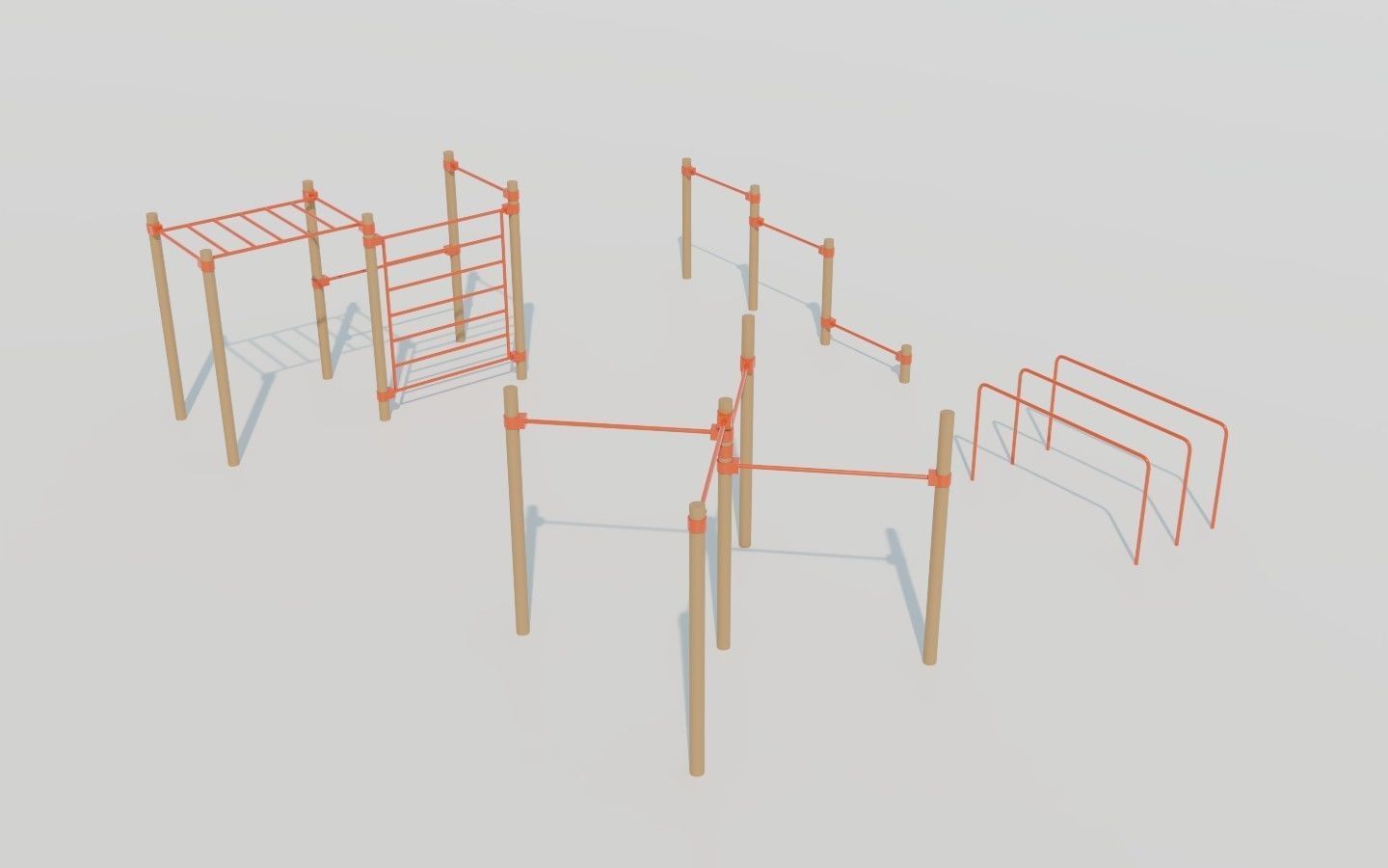 Calisthenics Station 3 Outdoor Fitness Equipment Street Workout 3D ...