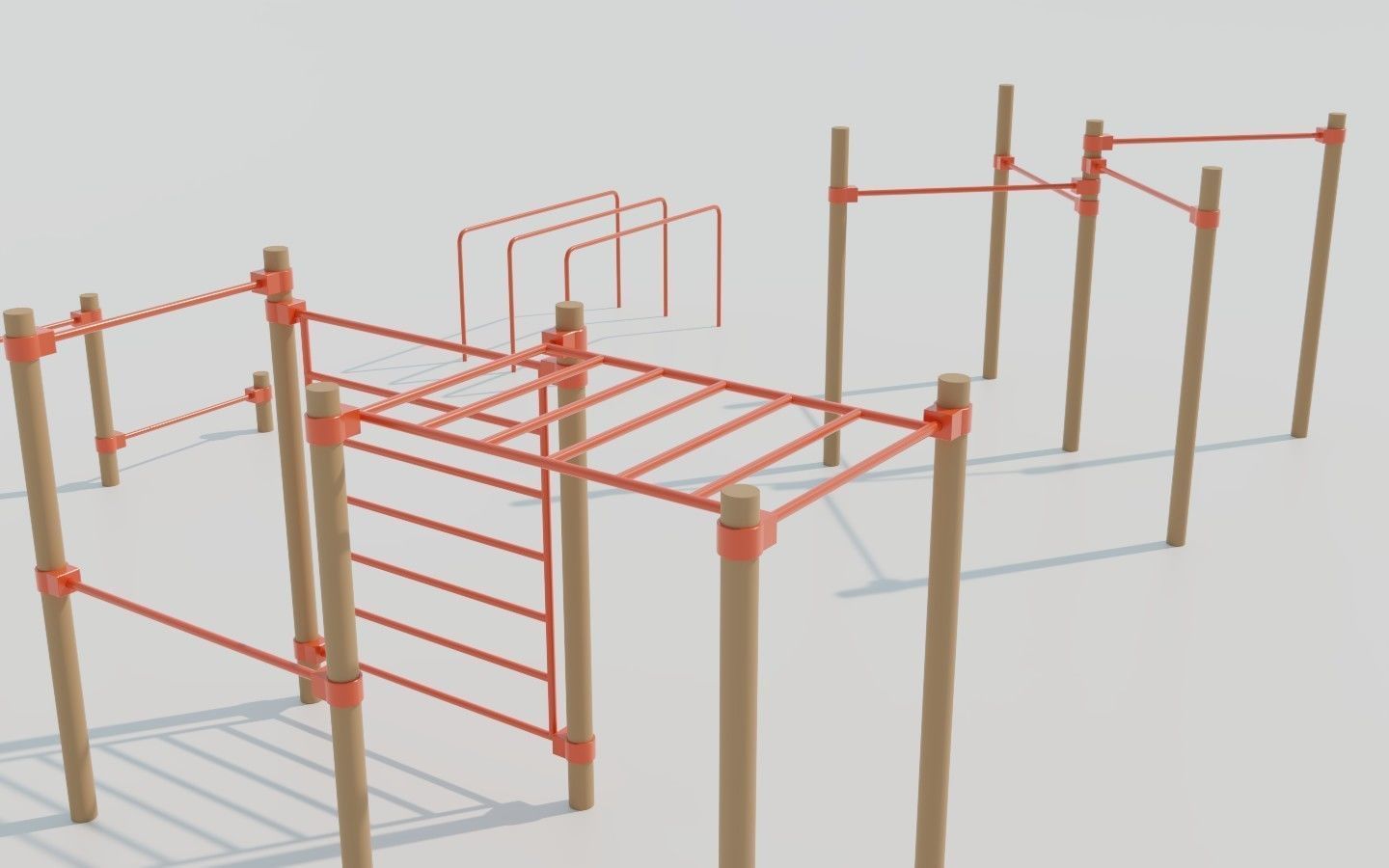 Calisthenics Station 3 Outdoor Fitness Equipment Street Workout 3D ...