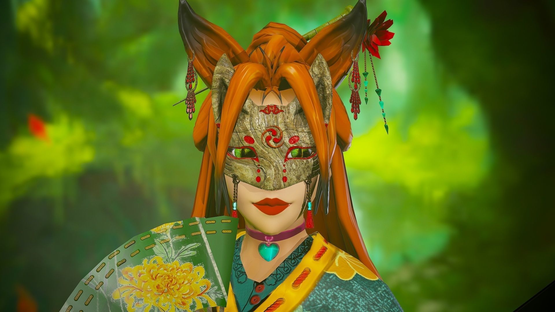 3D model Forest and Night Kitsune - Game Ready Characters VR / AR / low ...