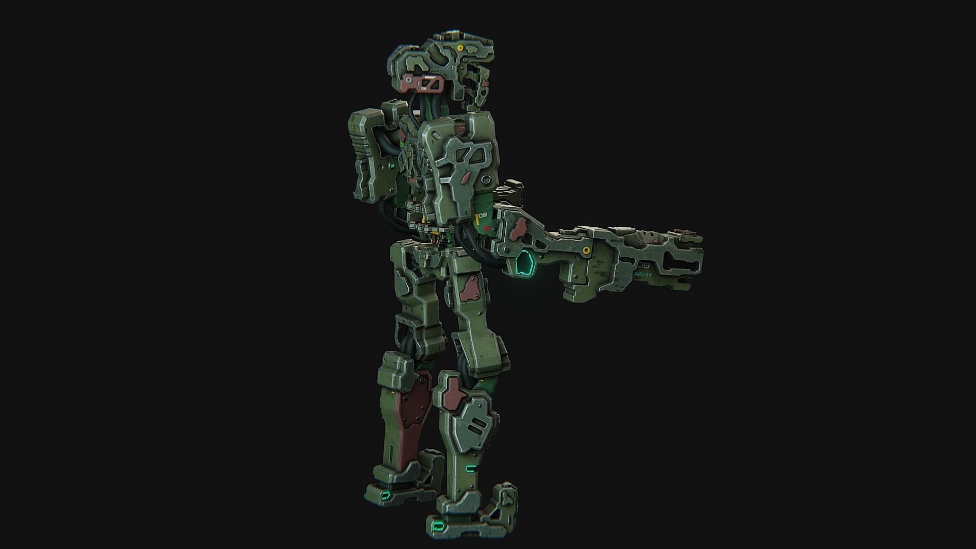 3D model Sci fi assault cyborg character VR / AR / low-poly rigged ...