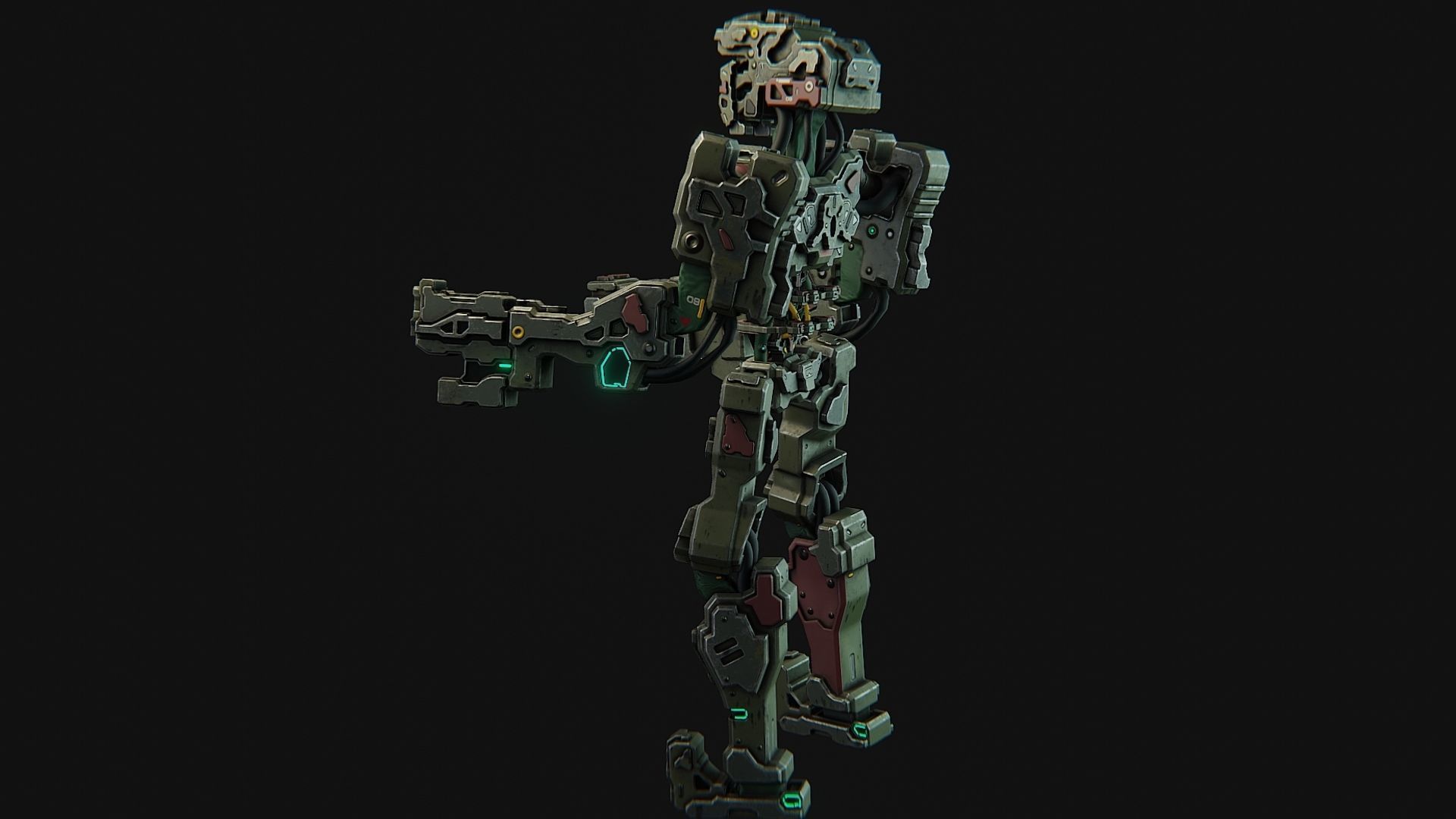 3D model Sci fi assault cyborg character VR / AR / low-poly rigged ...