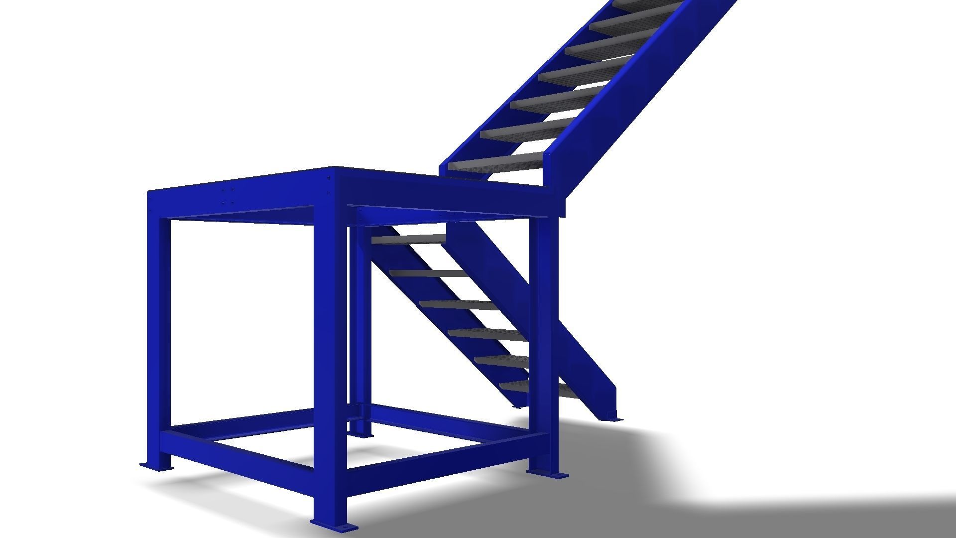 Industrial ladder with steel grating steps 3D model | CGTrader