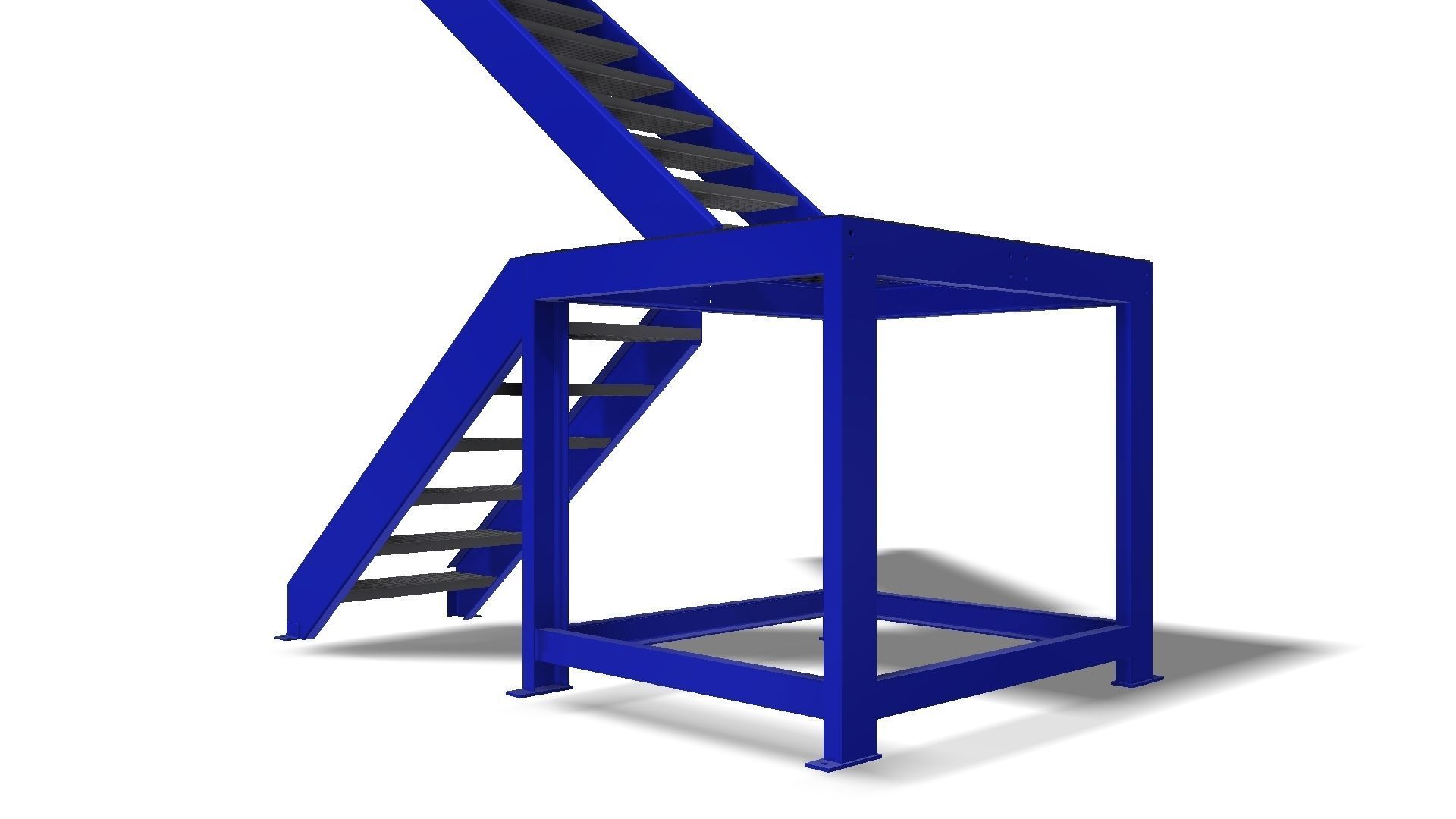 Industrial ladder with steel grating steps 3D model | CGTrader