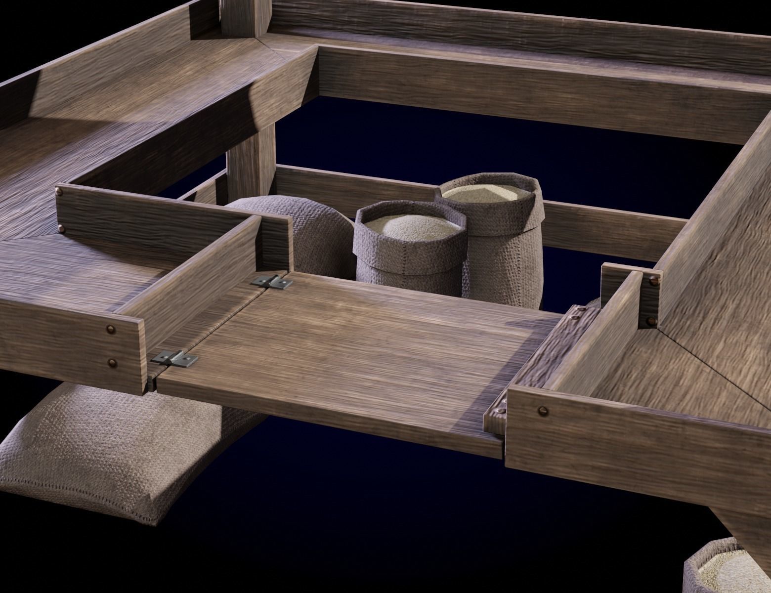 3D model Wooden Market Stand VR / AR / low-poly | CGTrader