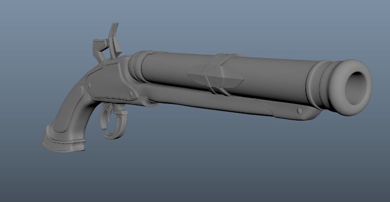 A Flintlock Pistol free 3D model | CGTrader