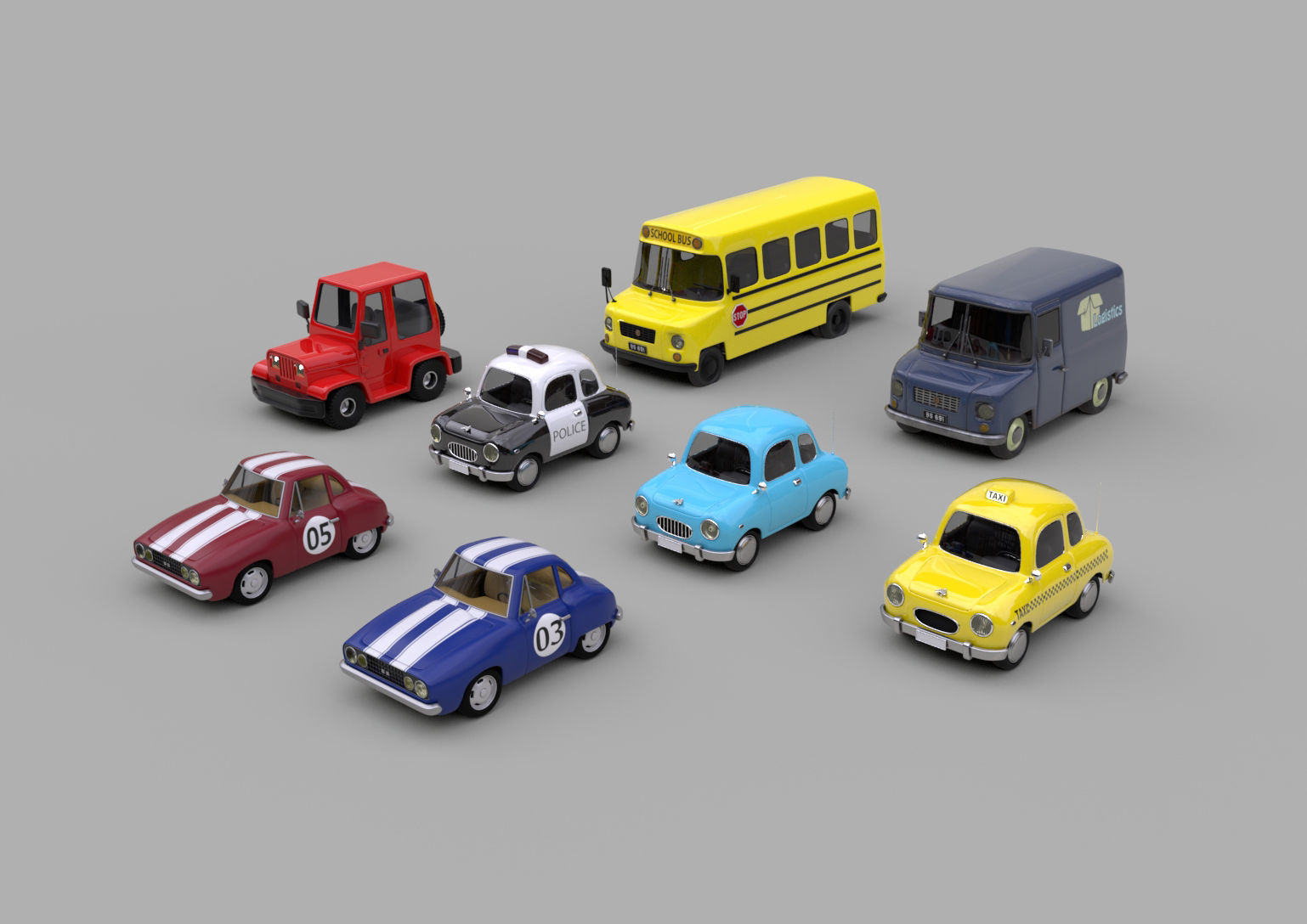 Cartoon Car Pack 3D model | CGTrader