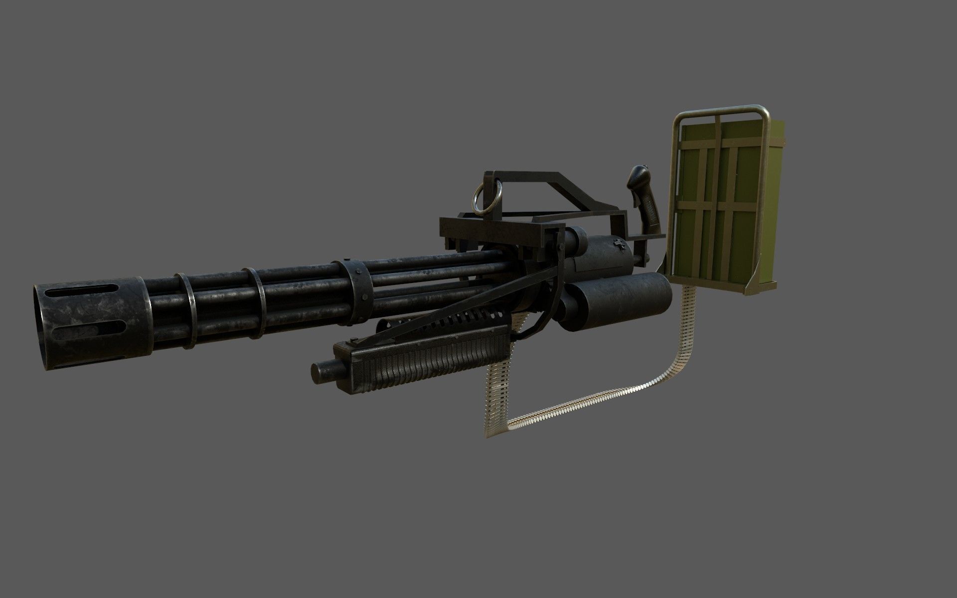 3D model MINIGUN M134 with ammunition backpack VR / AR / low-poly ...