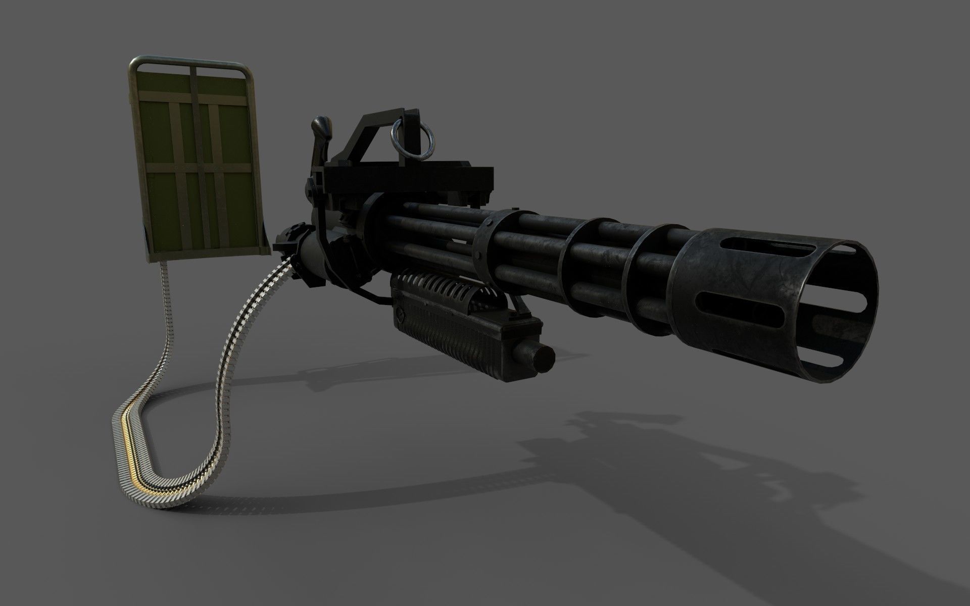 3D model MINIGUN M134 with ammunition backpack VR / AR / low-poly ...