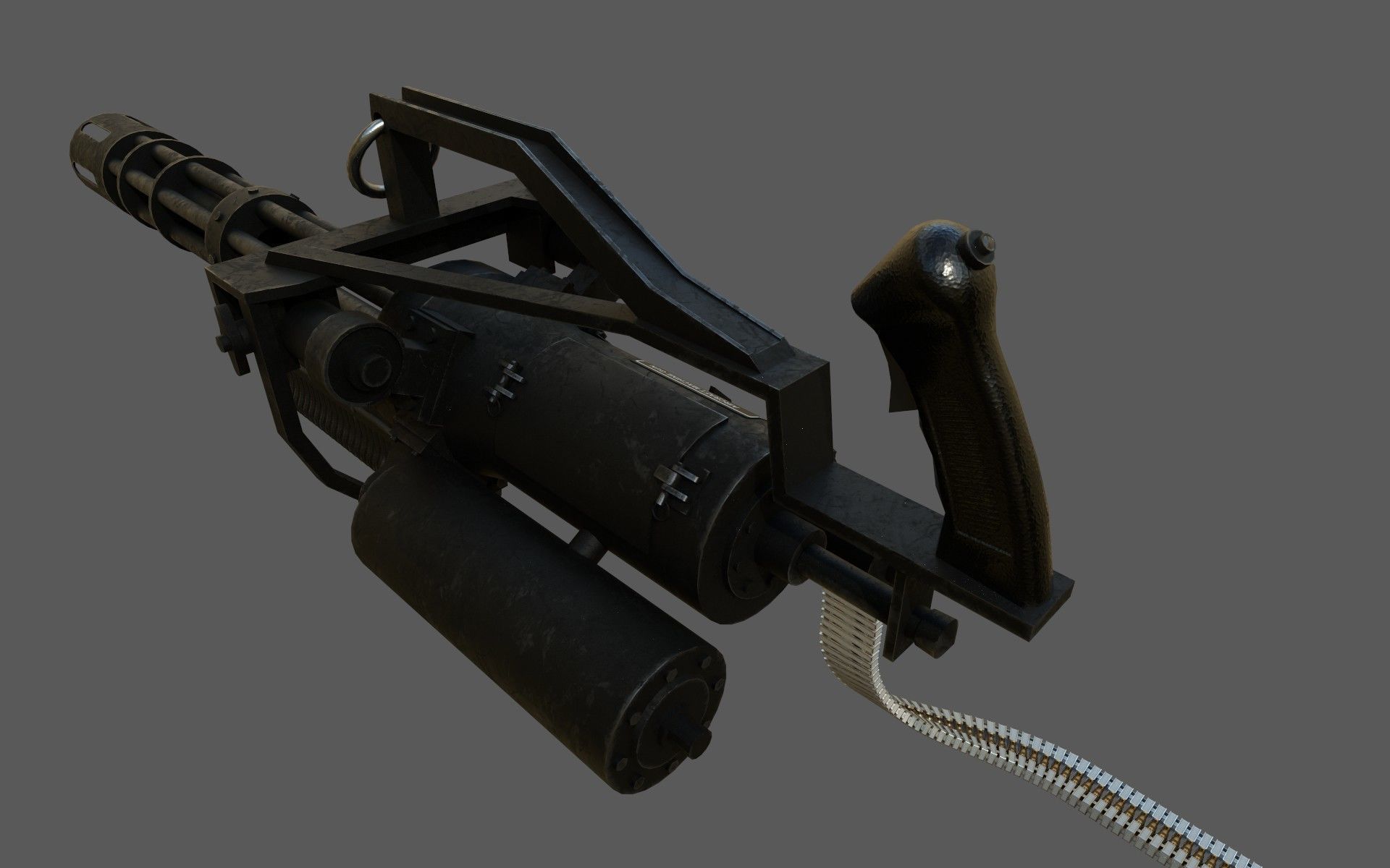 3D model MINIGUN M134 with ammunition backpack VR / AR / low-poly ...