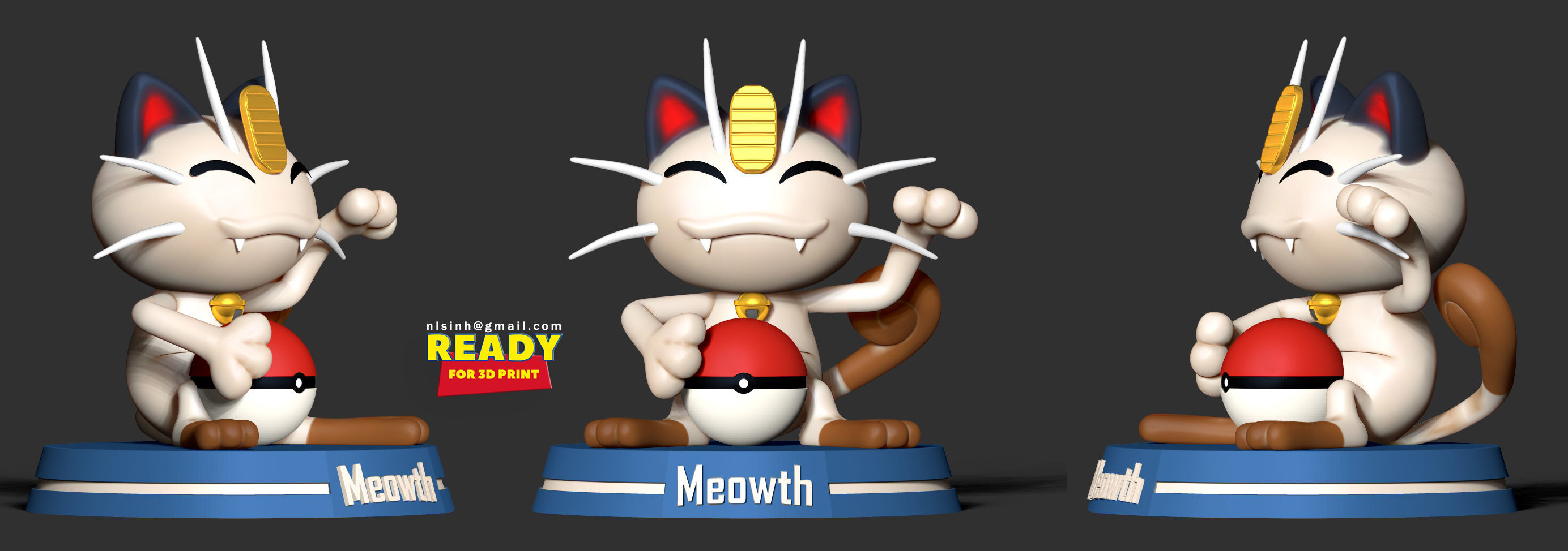 Lucky Meowth - Pokemon Fanart free 3D model 3D printable | CGTrader