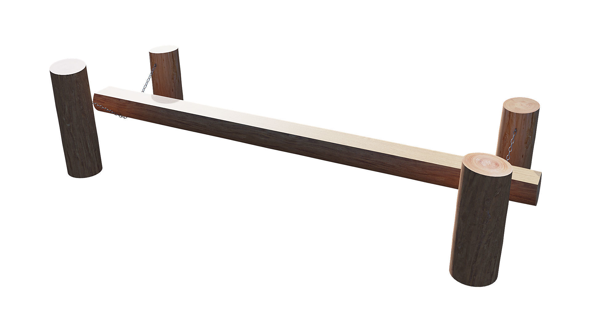 Playground Wooden Log Balance Beam 3D model | CGTrader