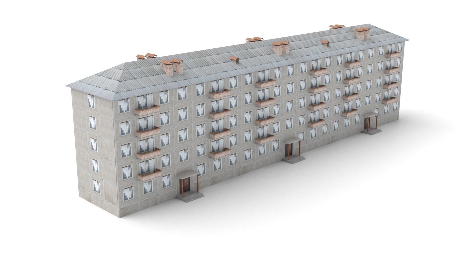 Panel five storey house 3D model | CGTrader